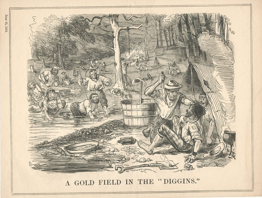 Gold rush in Australia antique print from Punch Magazine 1852 – Maps ...