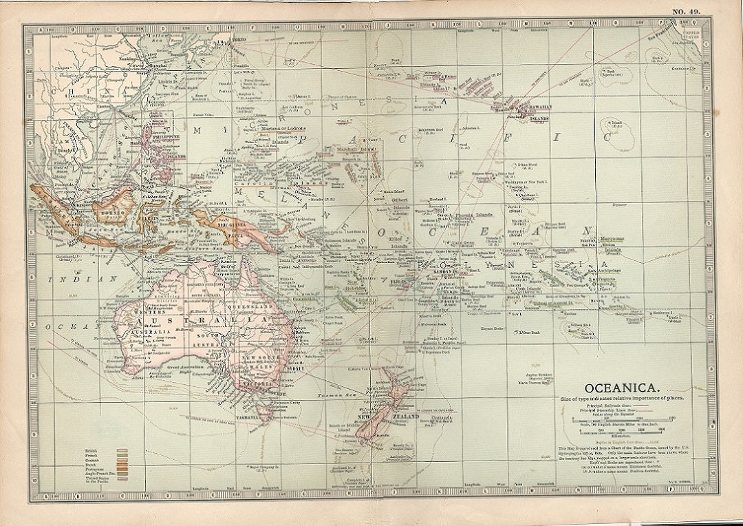 Oceania antique map from Encyclopedia Britannica 1903 – Maps and ...