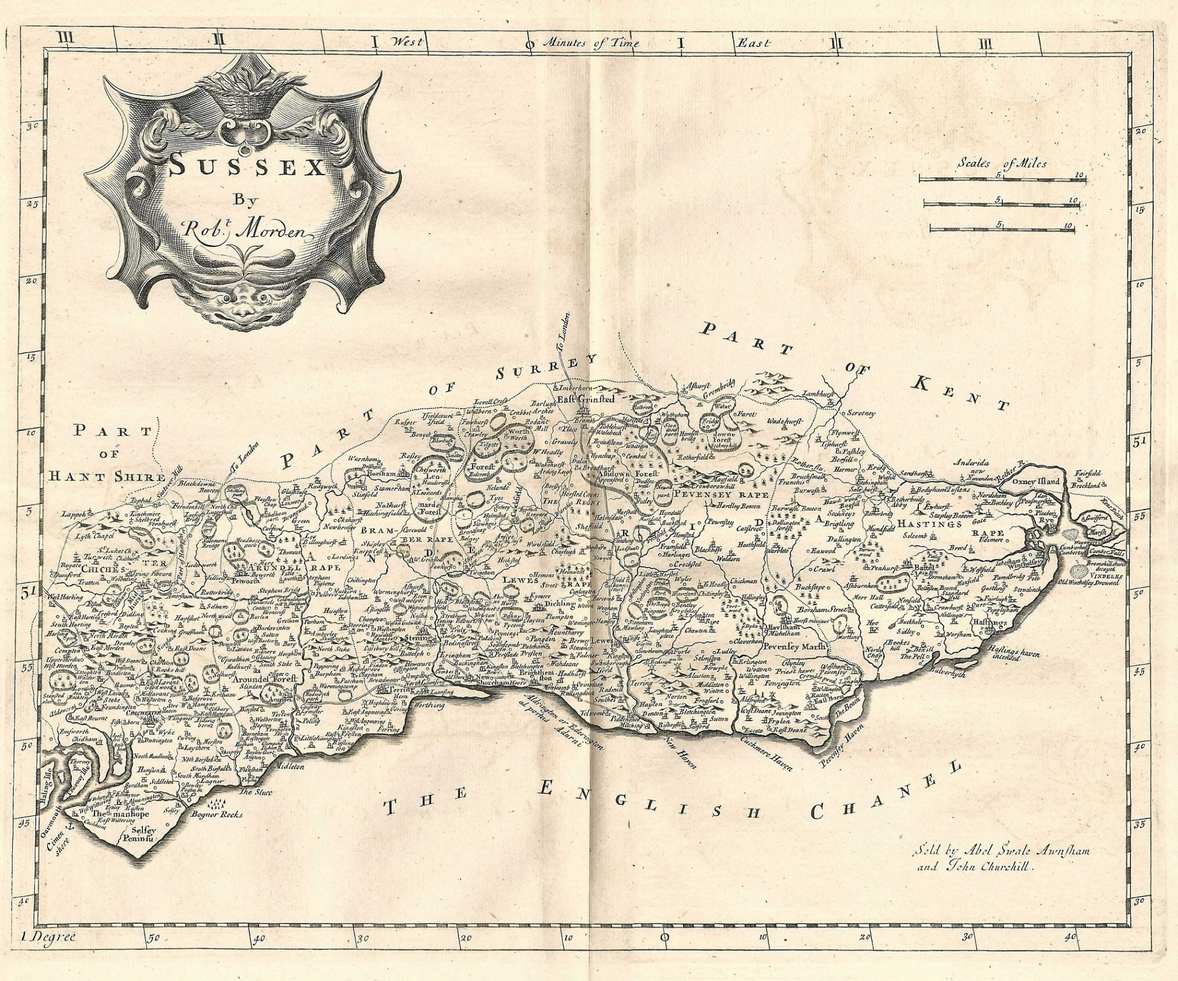 Sussex Antique Map By Robert Morden Published 1753 Maps And Antique Prints