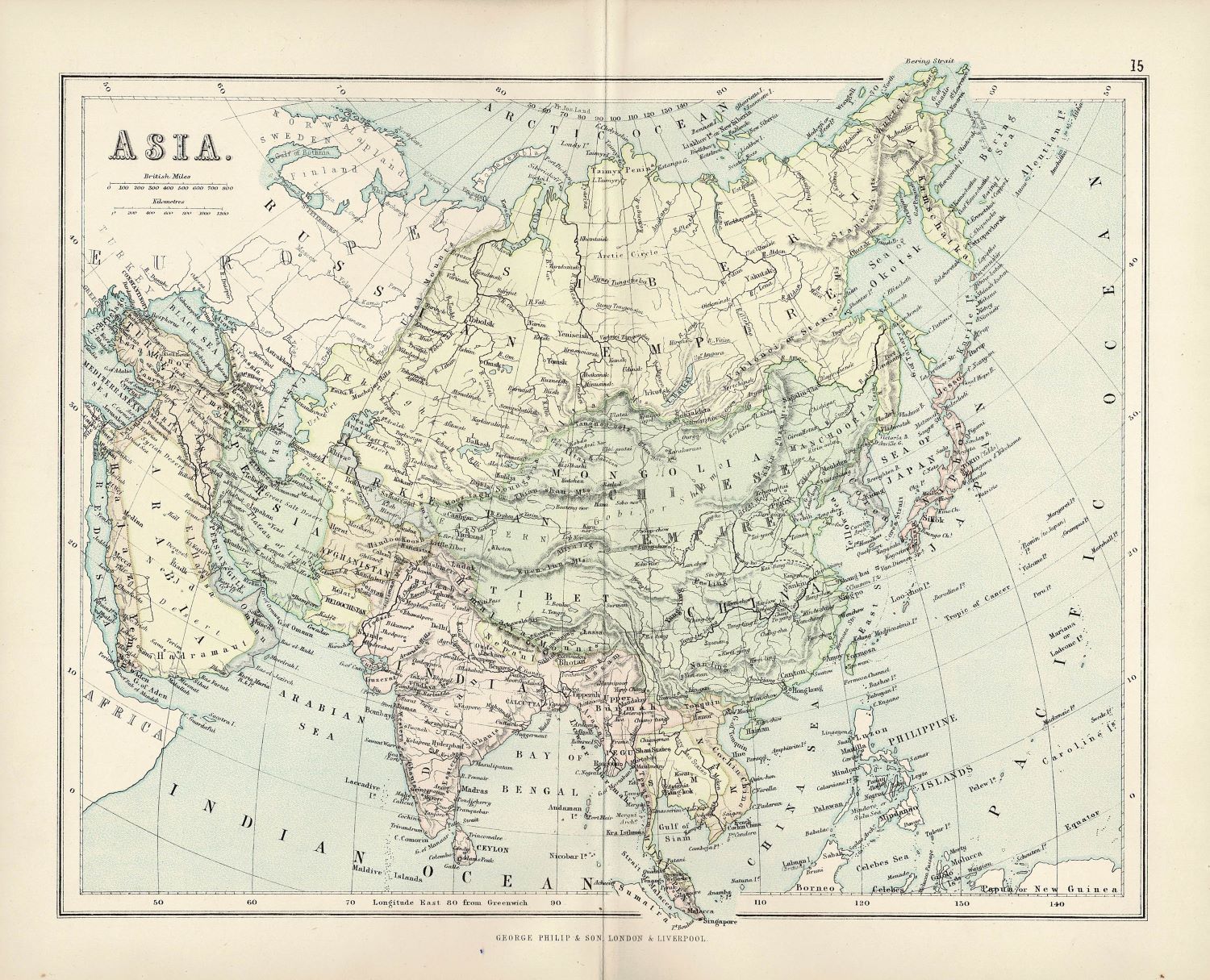 Asia, Antique Map, 1886 – Maps and Antique Prints
