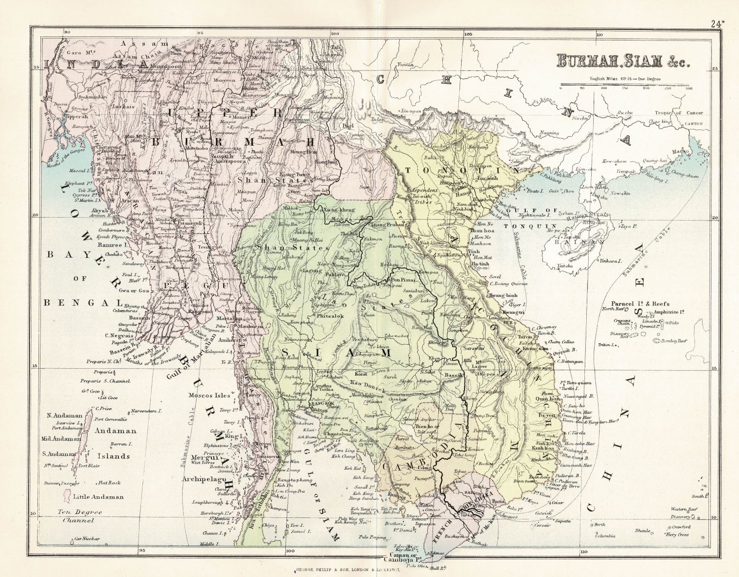 Burma and Siam antique map, 1891 – Maps and Antique Prints