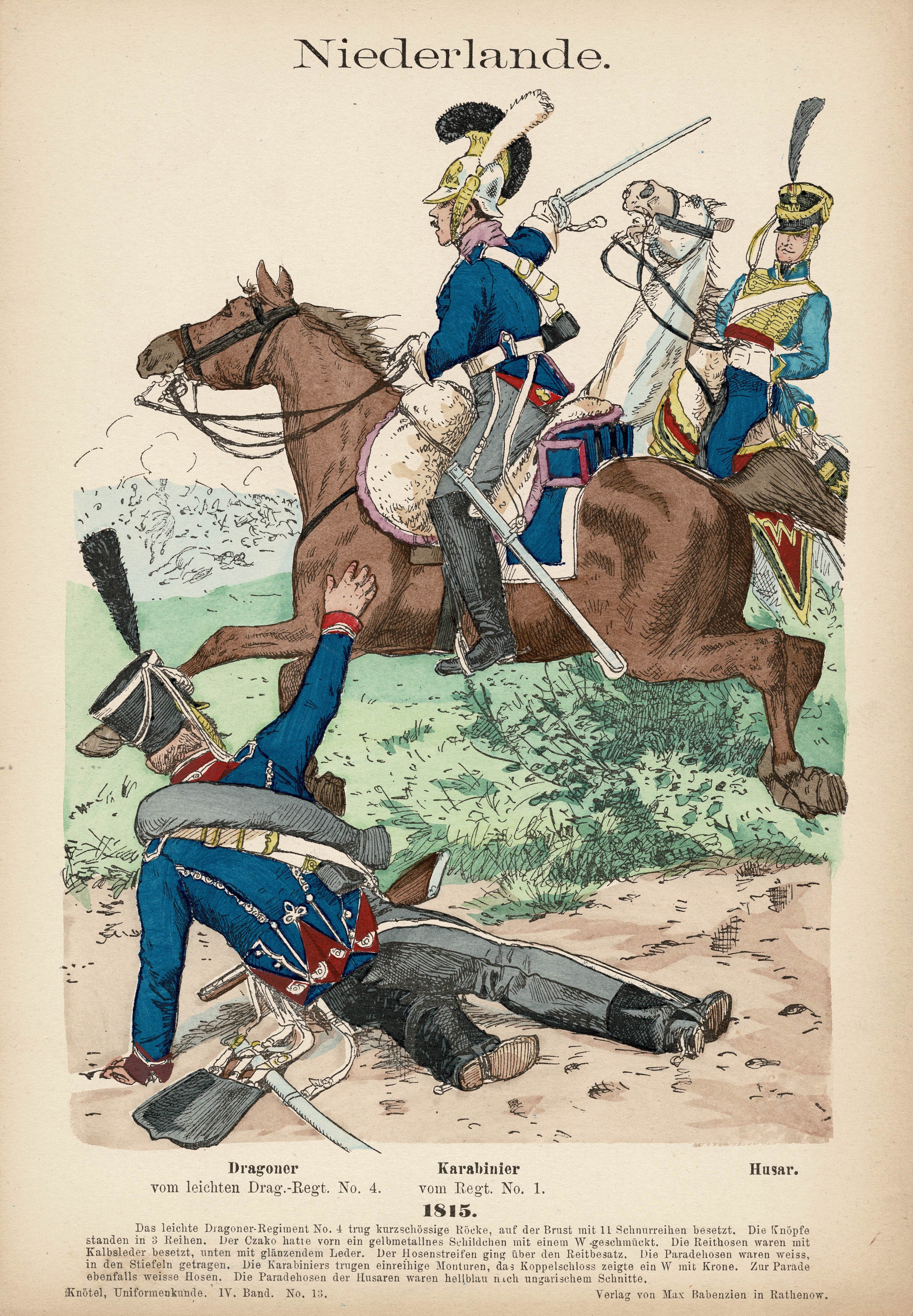 Dutch Military Uniforms from 1815 Richard Knotel antique print 1896 ...