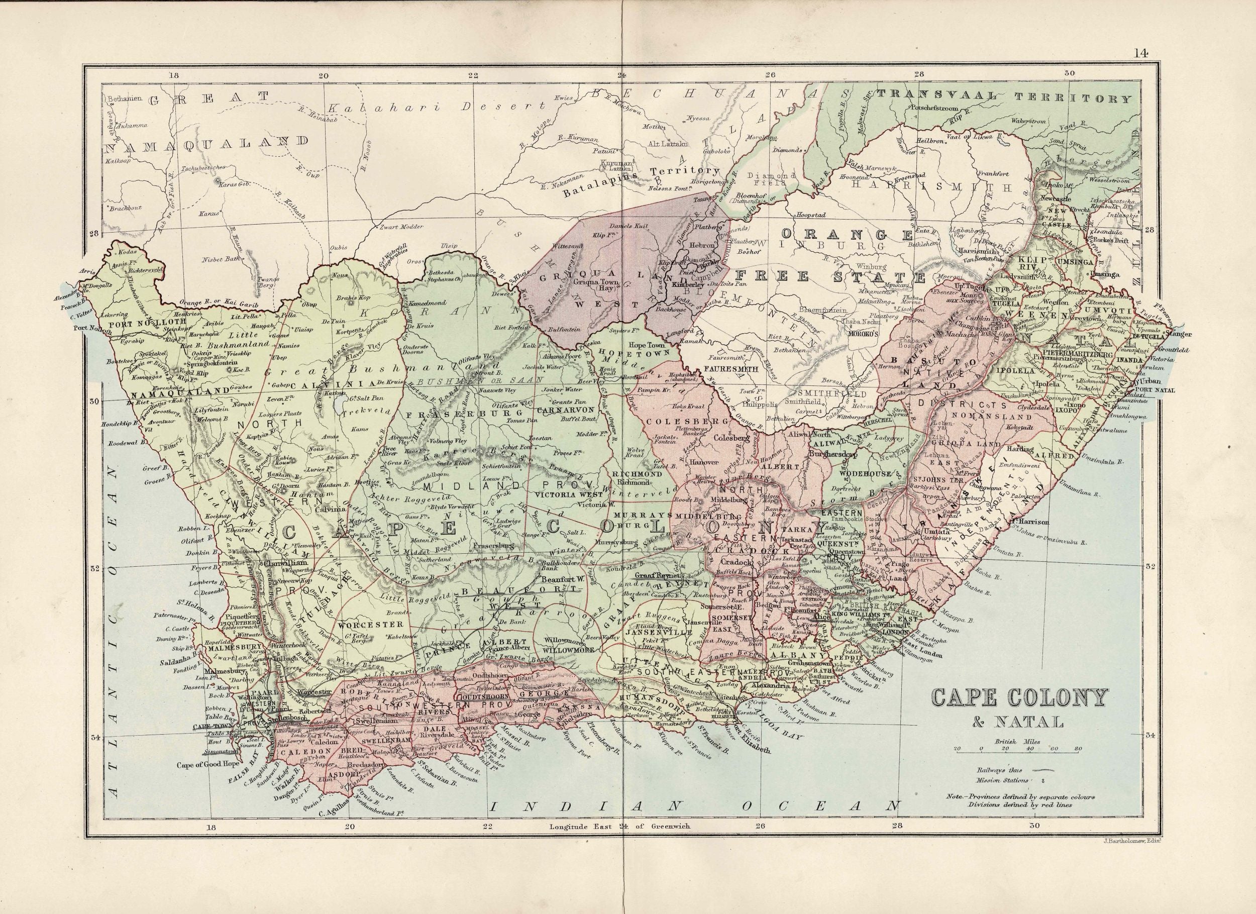Cape Colony and Natal antique map 1884 – Maps and Antique Prints