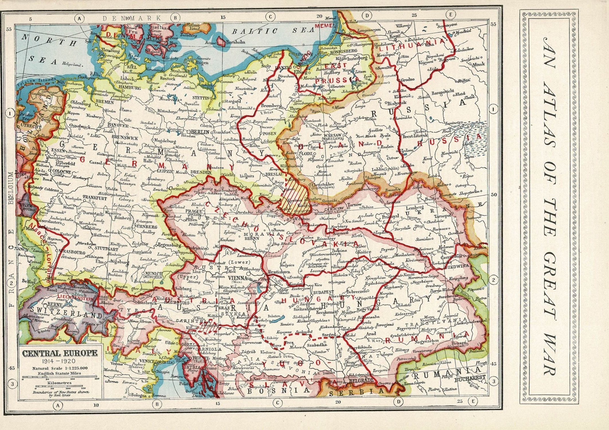 Central Europe, An Atlas of the Great War 1920 – Maps and Antique Prints