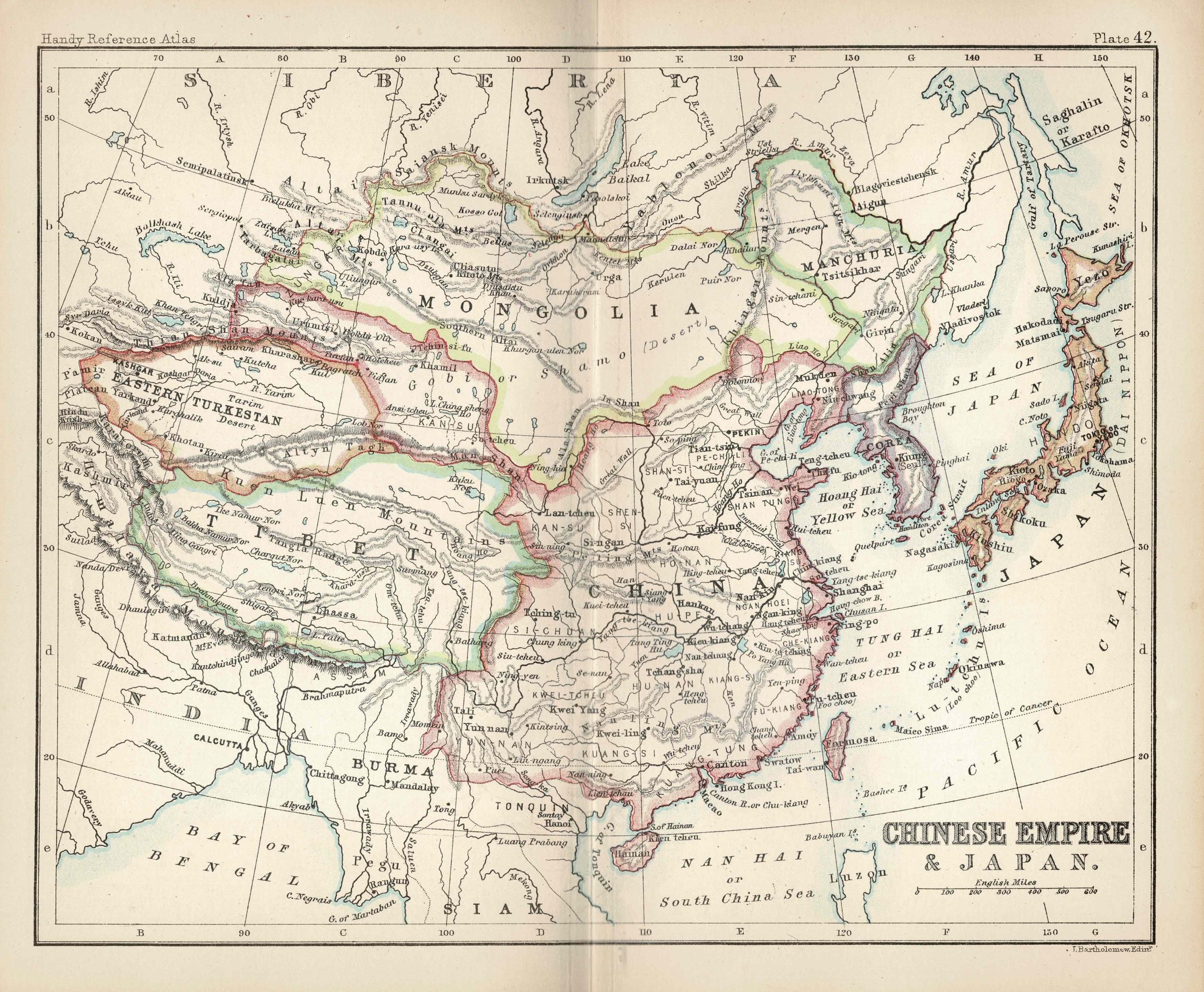 Chinese Empire and Japan antique map 1886 – Maps and Antique Prints