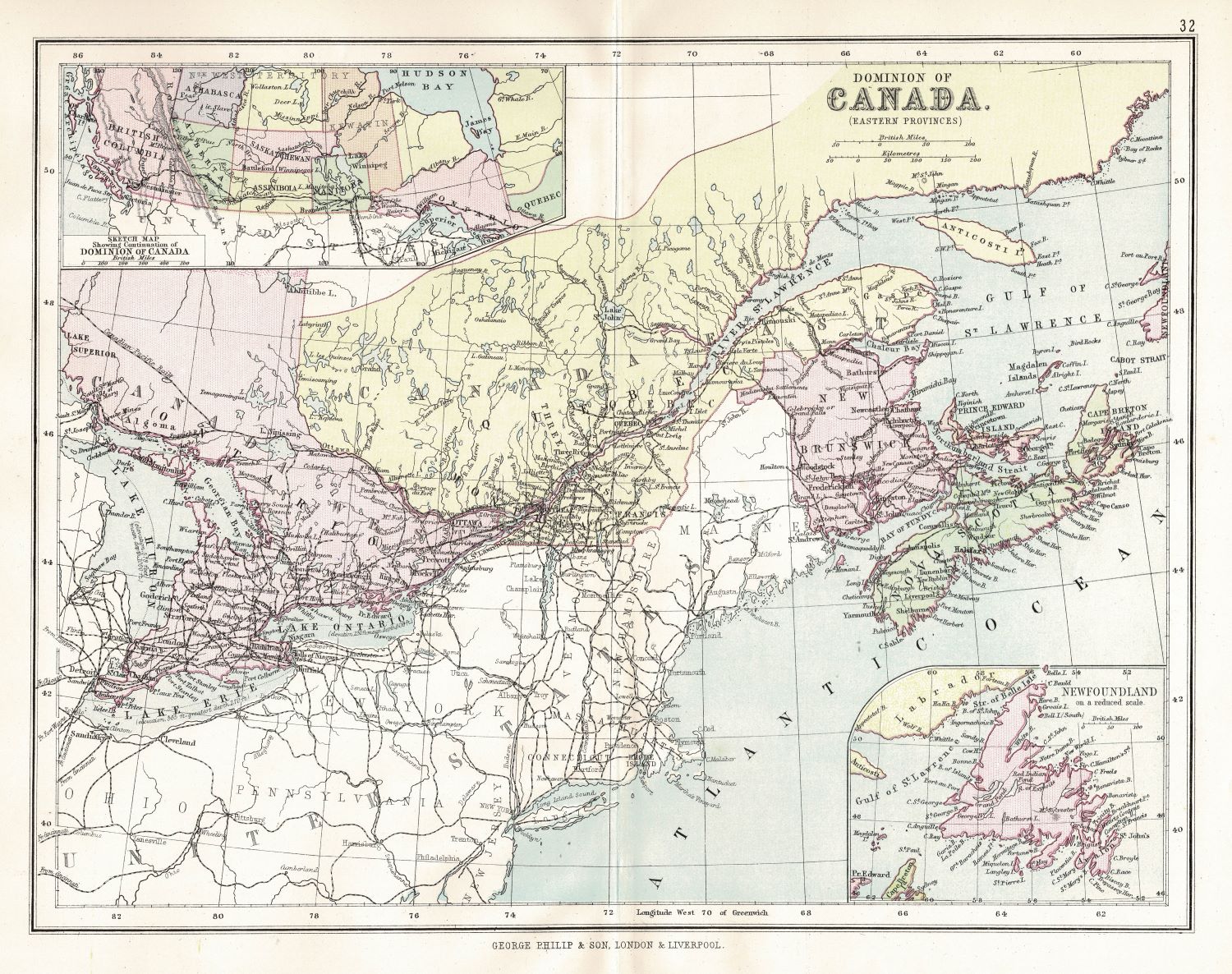Dominion of Canada and Newfoundland antique map 1891 – Maps and Antique ...