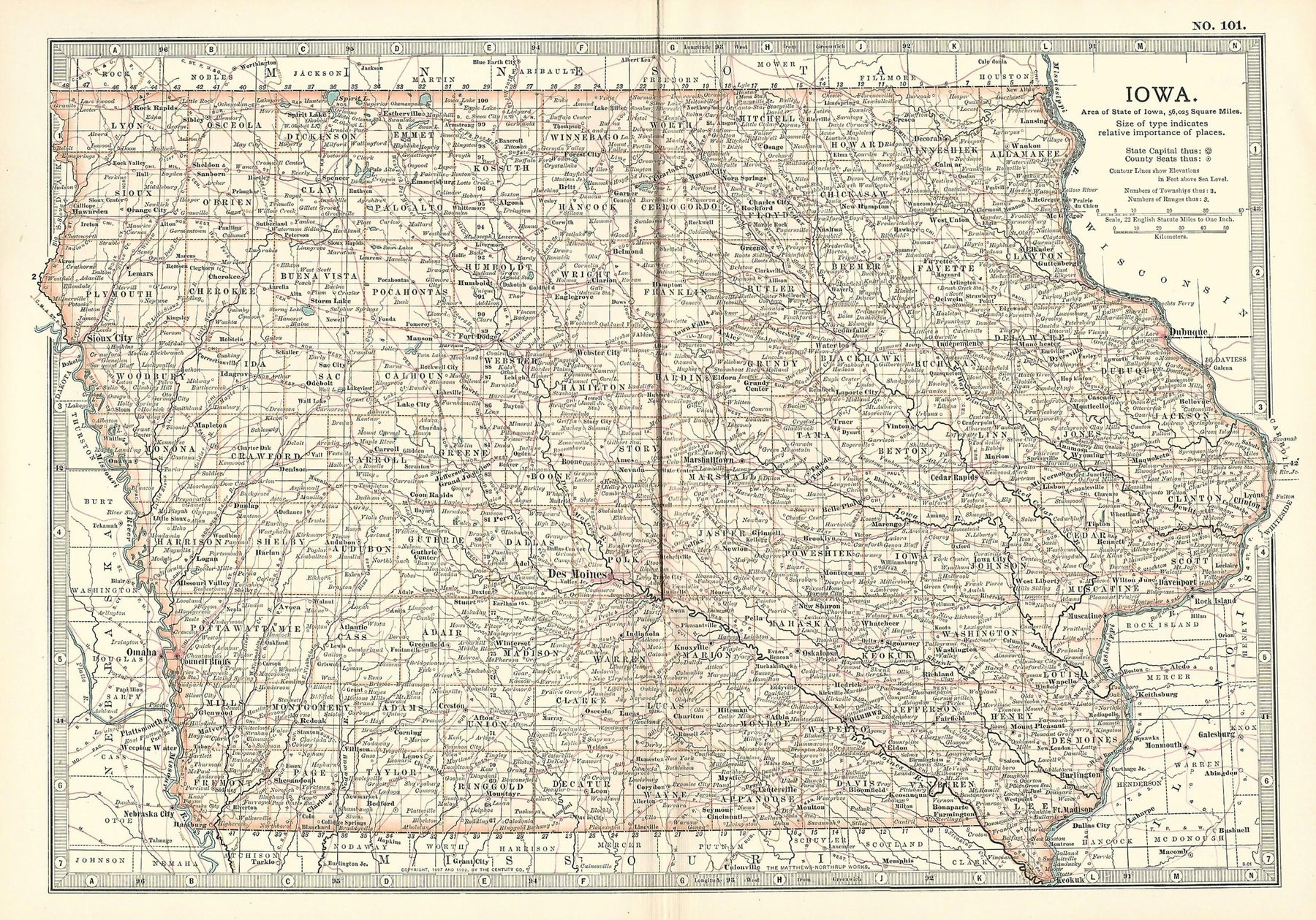 Iowa antique map Encyclopaedia Britannica 1903 – Maps and Antique Prints