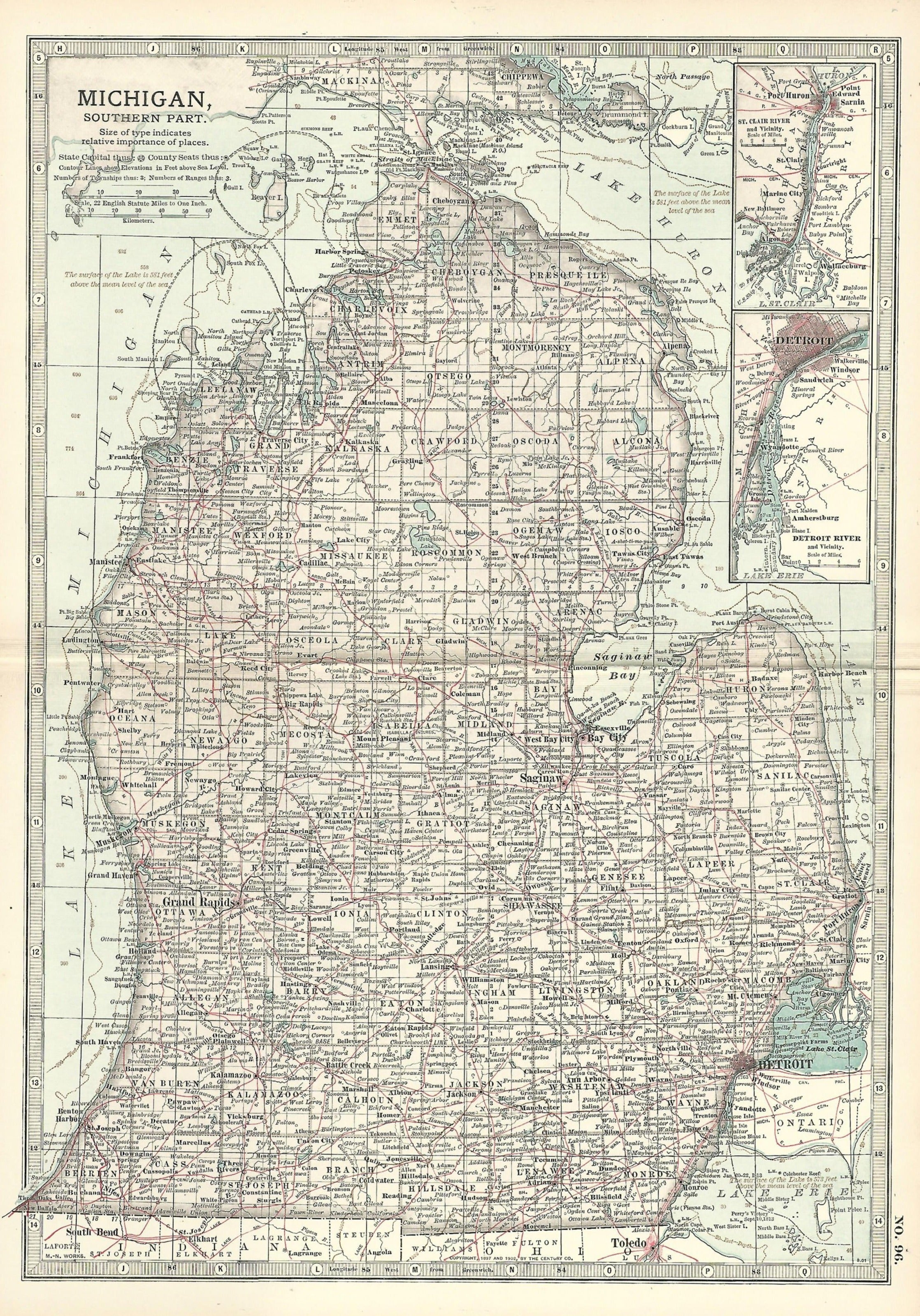 Michigan Southern Part antique map Encyclopaedia Britannica 1903 – Maps ...