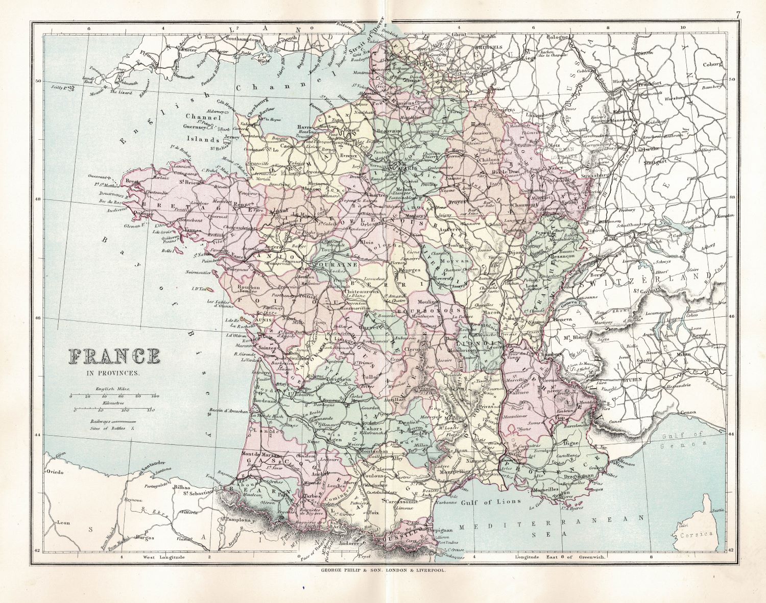 France in Provinces antique map 1891 – Maps and Antique Prints