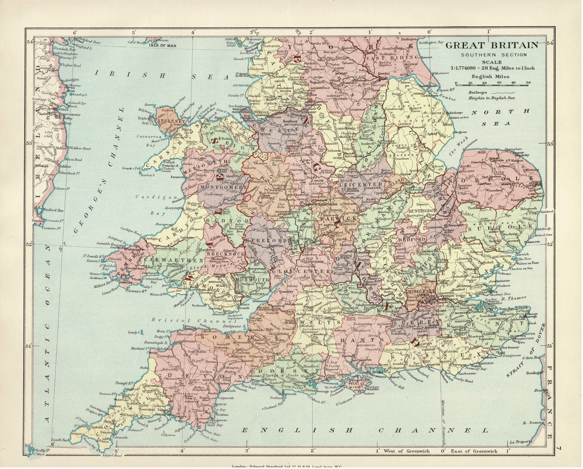 England and Wales antique map 1926 – Maps and Antique Prints