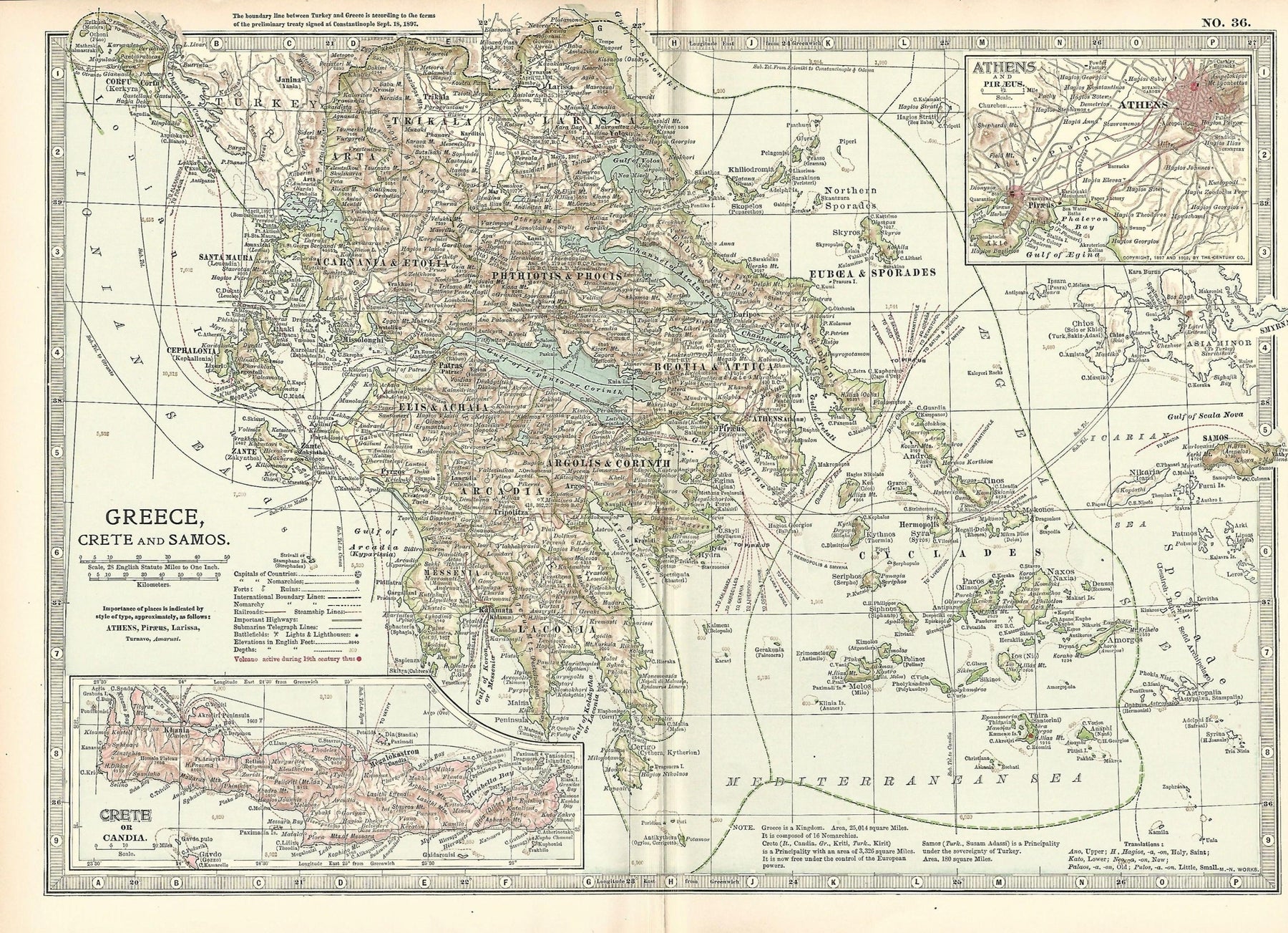 Ancient Greece antique map Encyclopaedia Britannica published 1903 ...