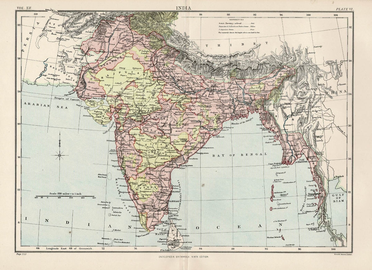 India Encyclopaedia Britannica antique map 1889 – Maps and Antique Prints