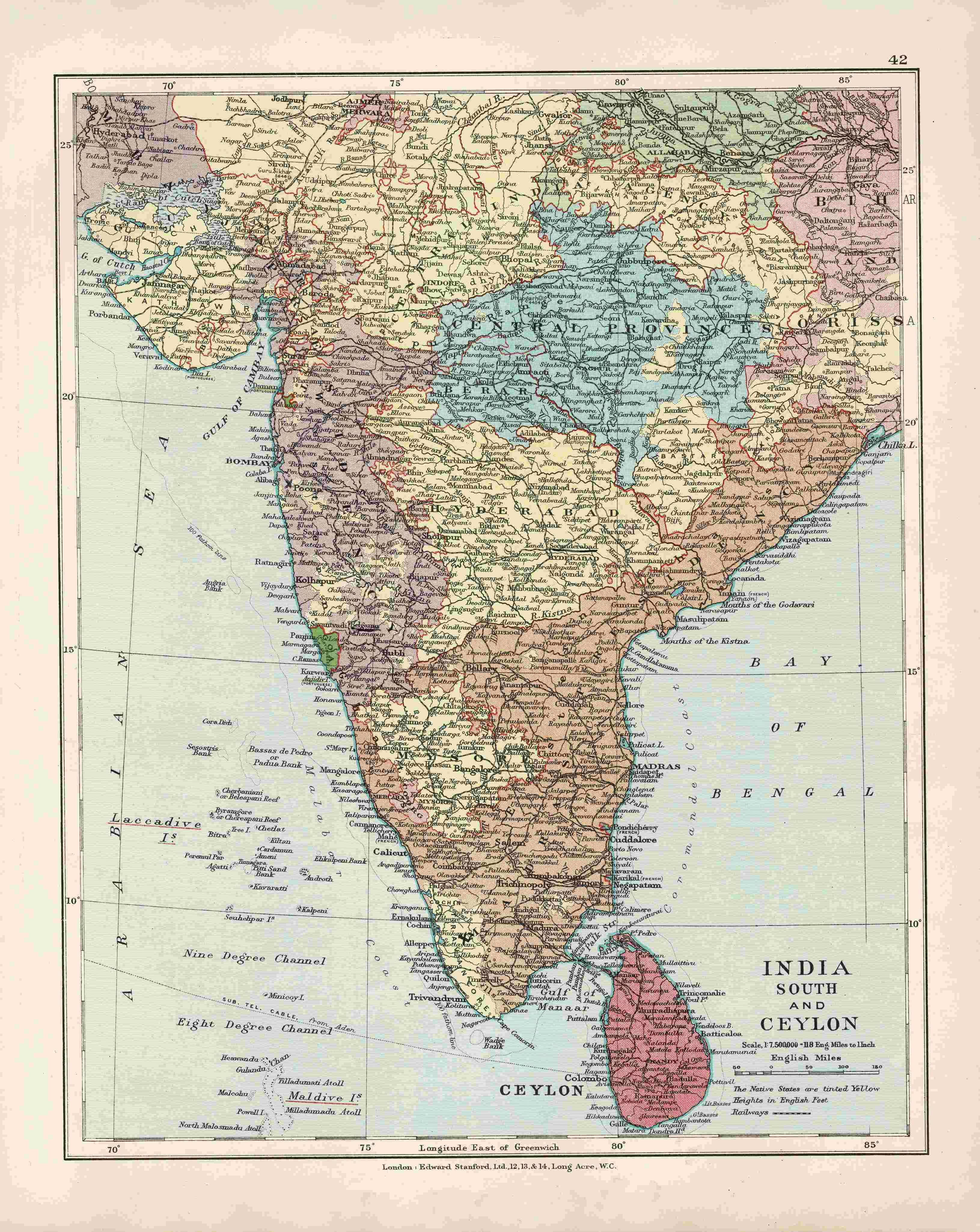 India and Ceylon antique map 1926 – Maps and Antique Prints