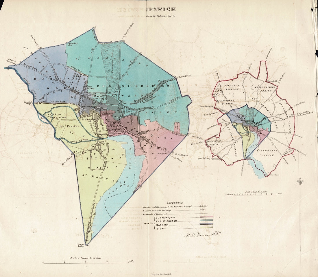 Ipswich Suffolk Ordnance Survey antique map 1837 – Maps and Antique Prints