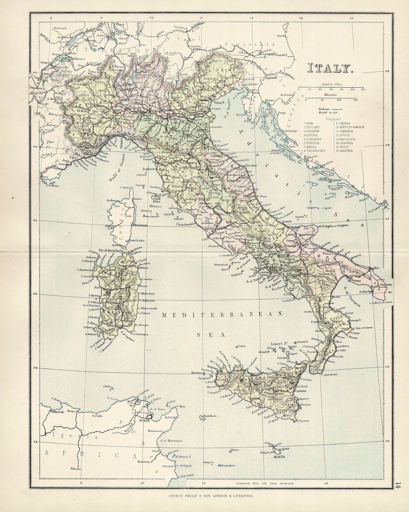 Italy, Antique Map, 1886 – Maps and Antique Prints