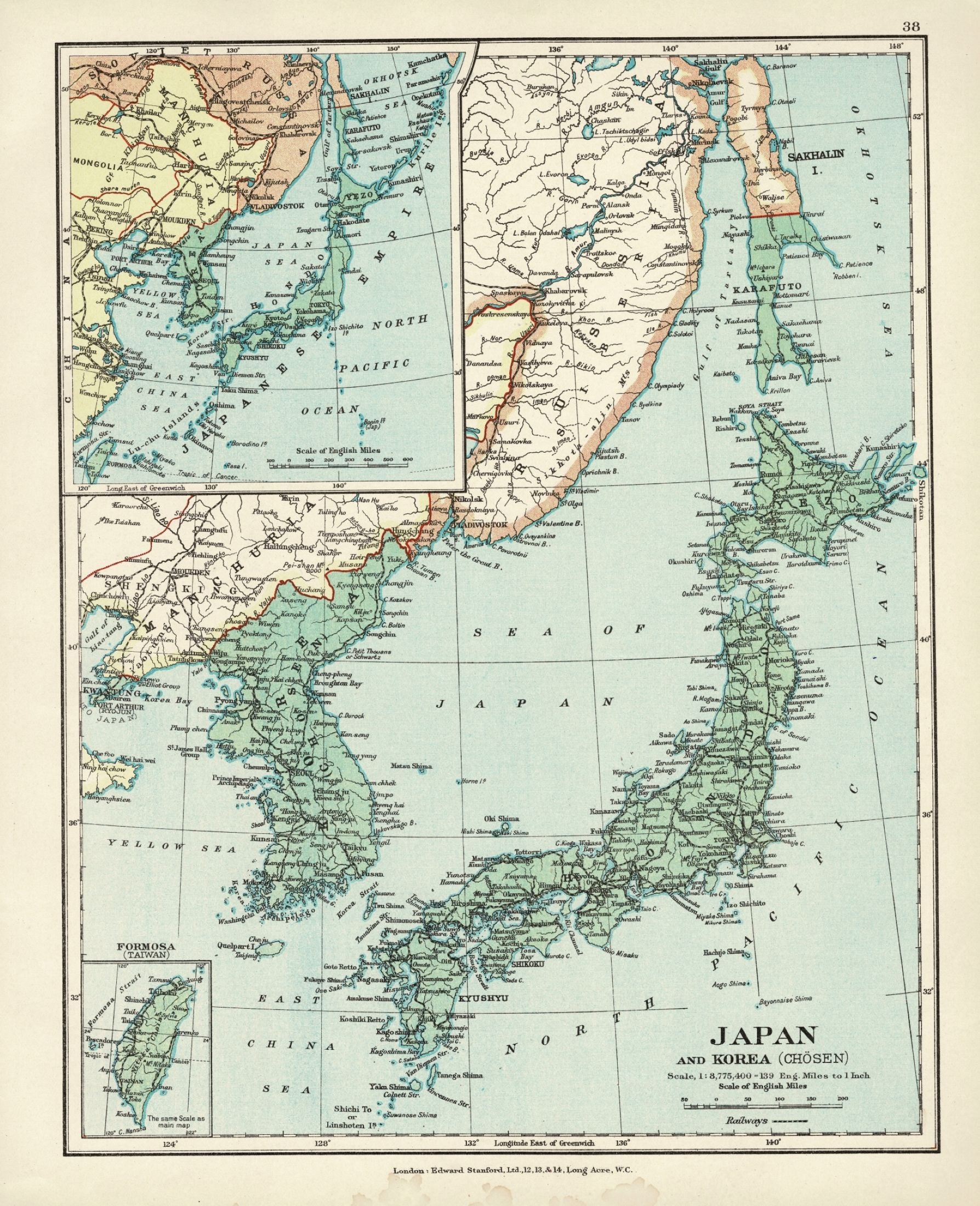 Japan and Korea antique map 1926 – Maps and Antique Prints
