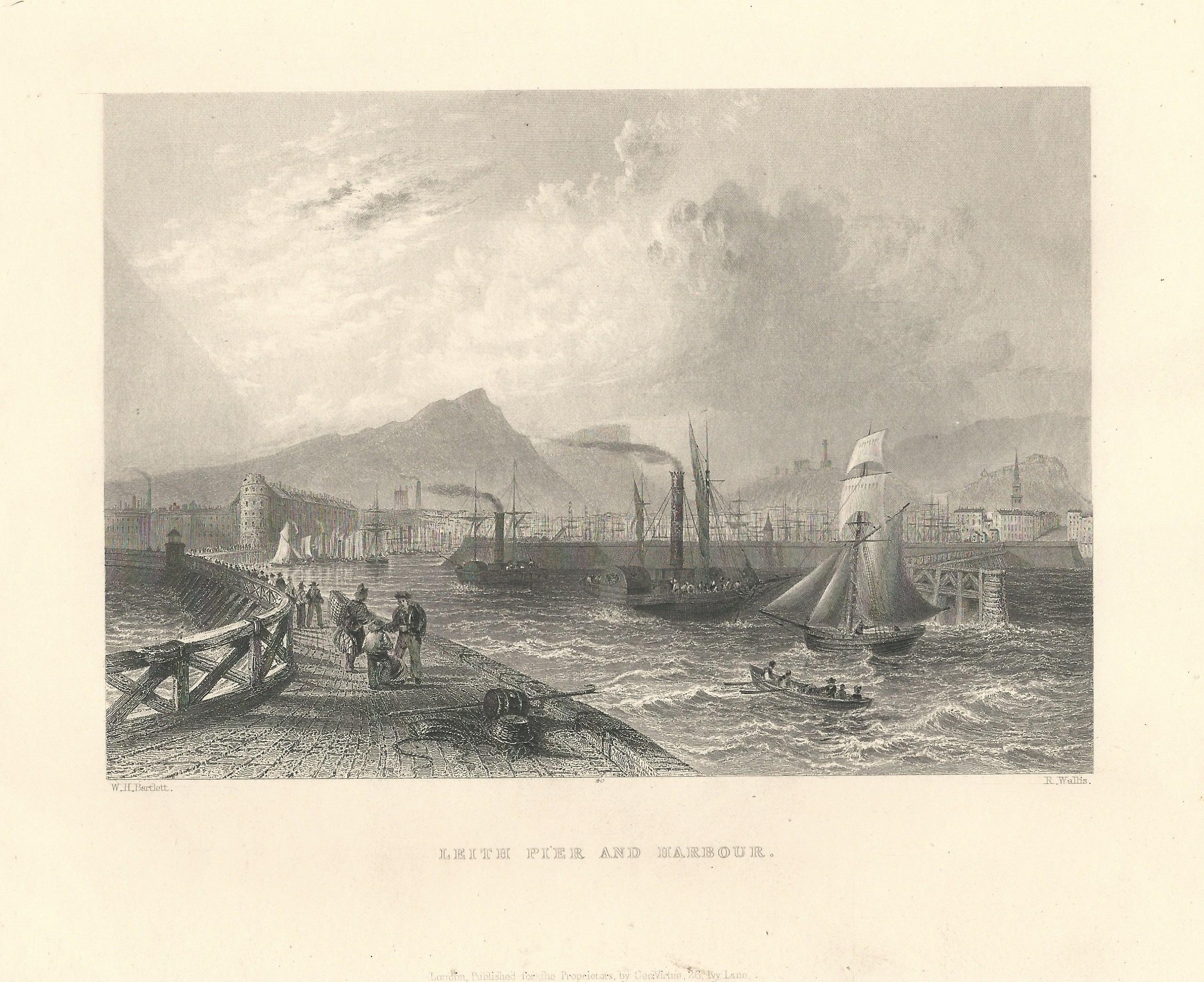 Leith Pier and Harbour Scotland antique print 1844 – Maps and Antique ...