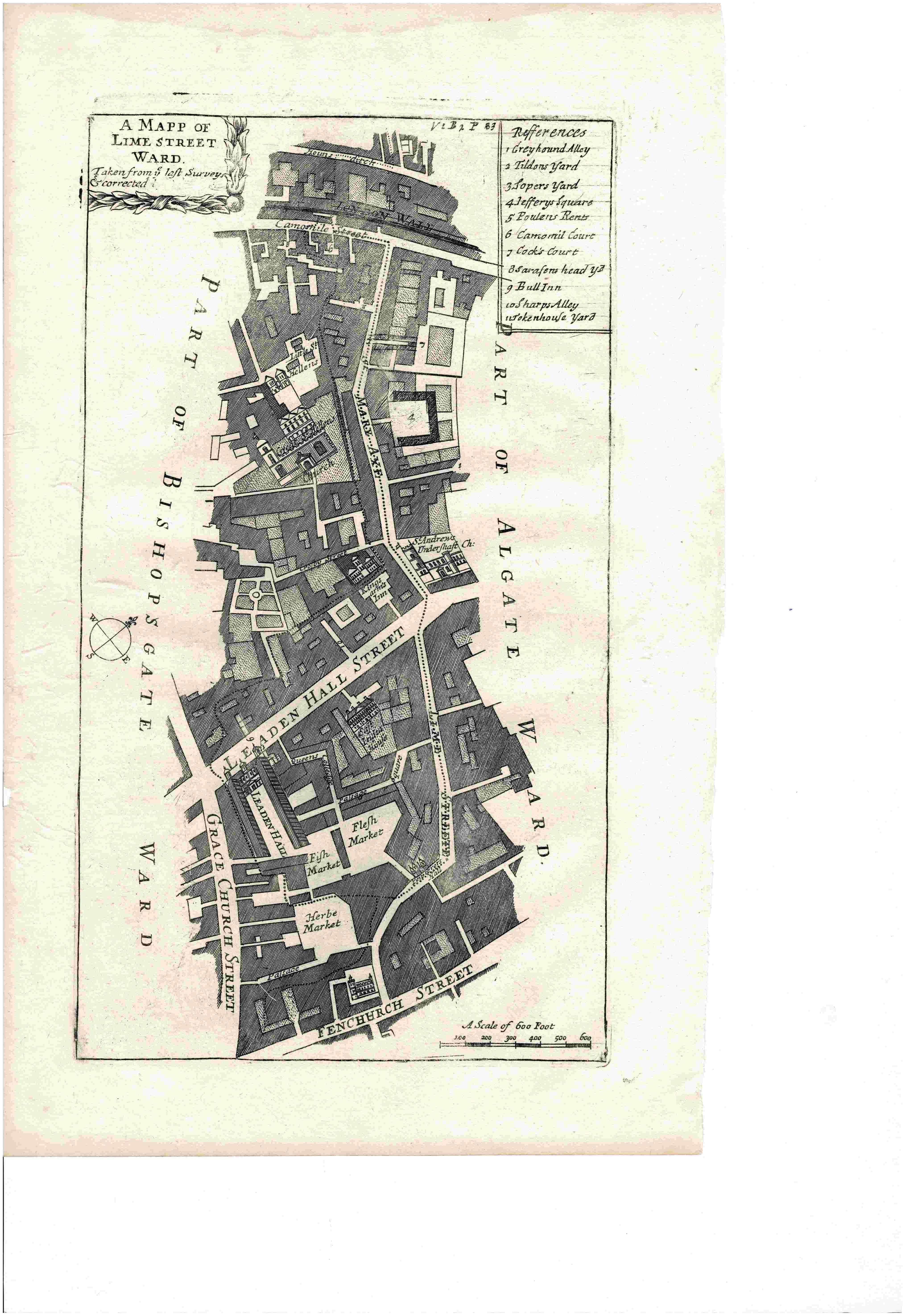 Lime Street Ward City of London 1720 – Maps and Antique Prints