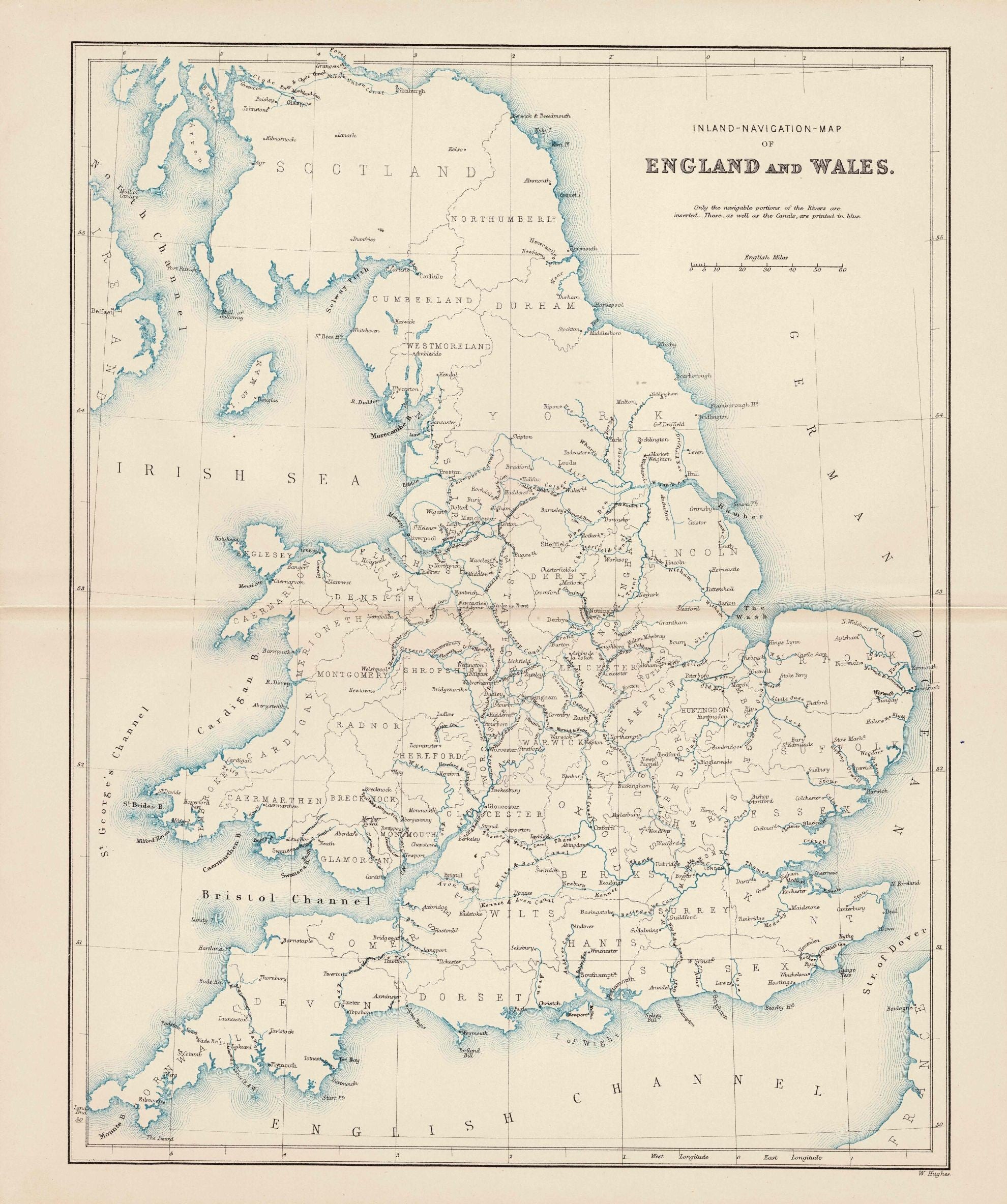 Canals & Waterways of England & Wales antique map 1868 – Maps and ...