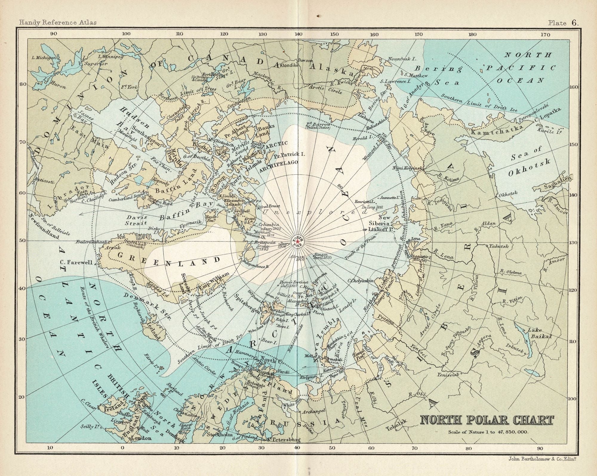 North Polar Region antique map published 1909 – Maps and Antique Prints
