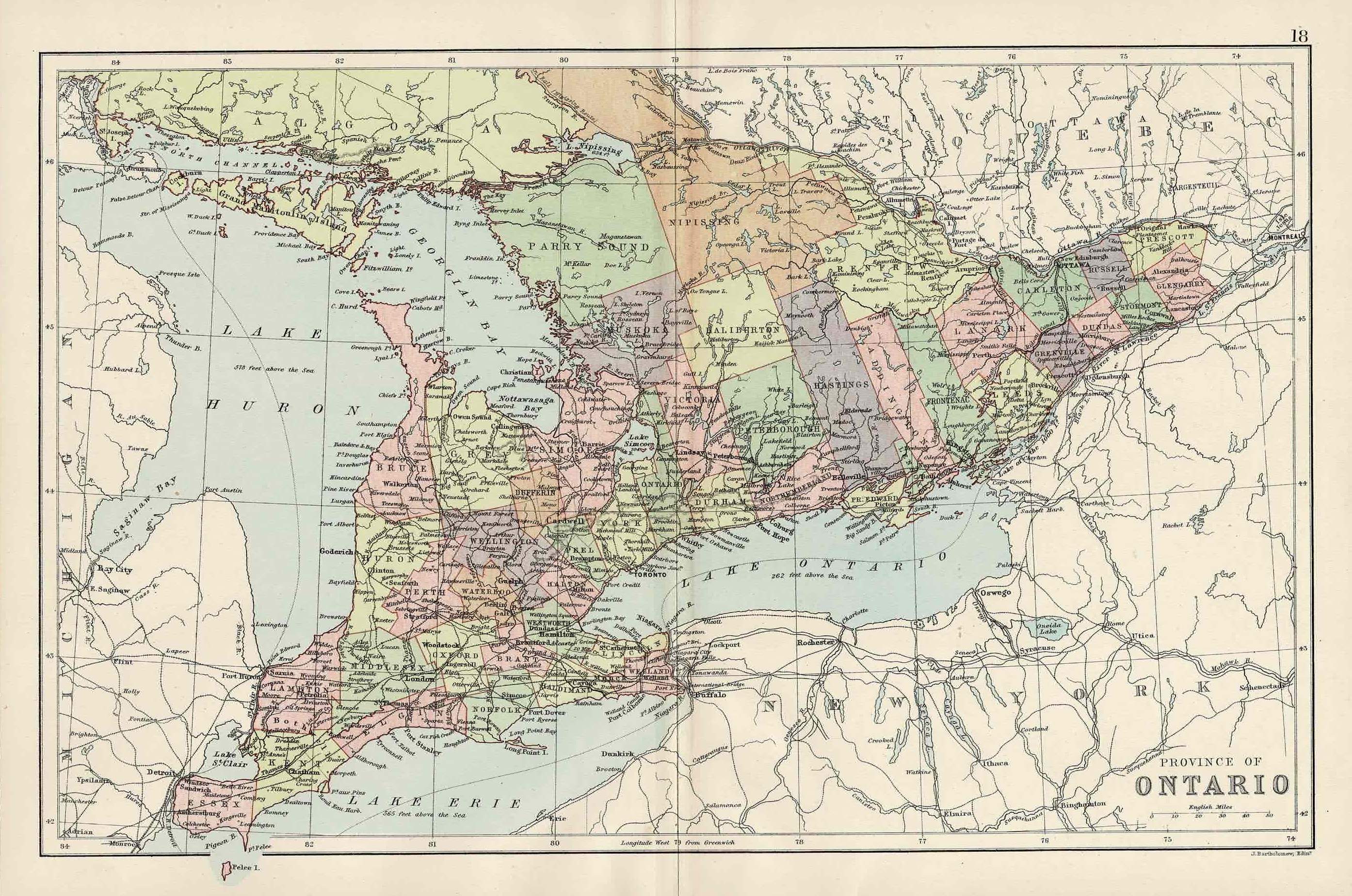 Ontario Province Canada antique map 1883 – Maps and Antique Prints