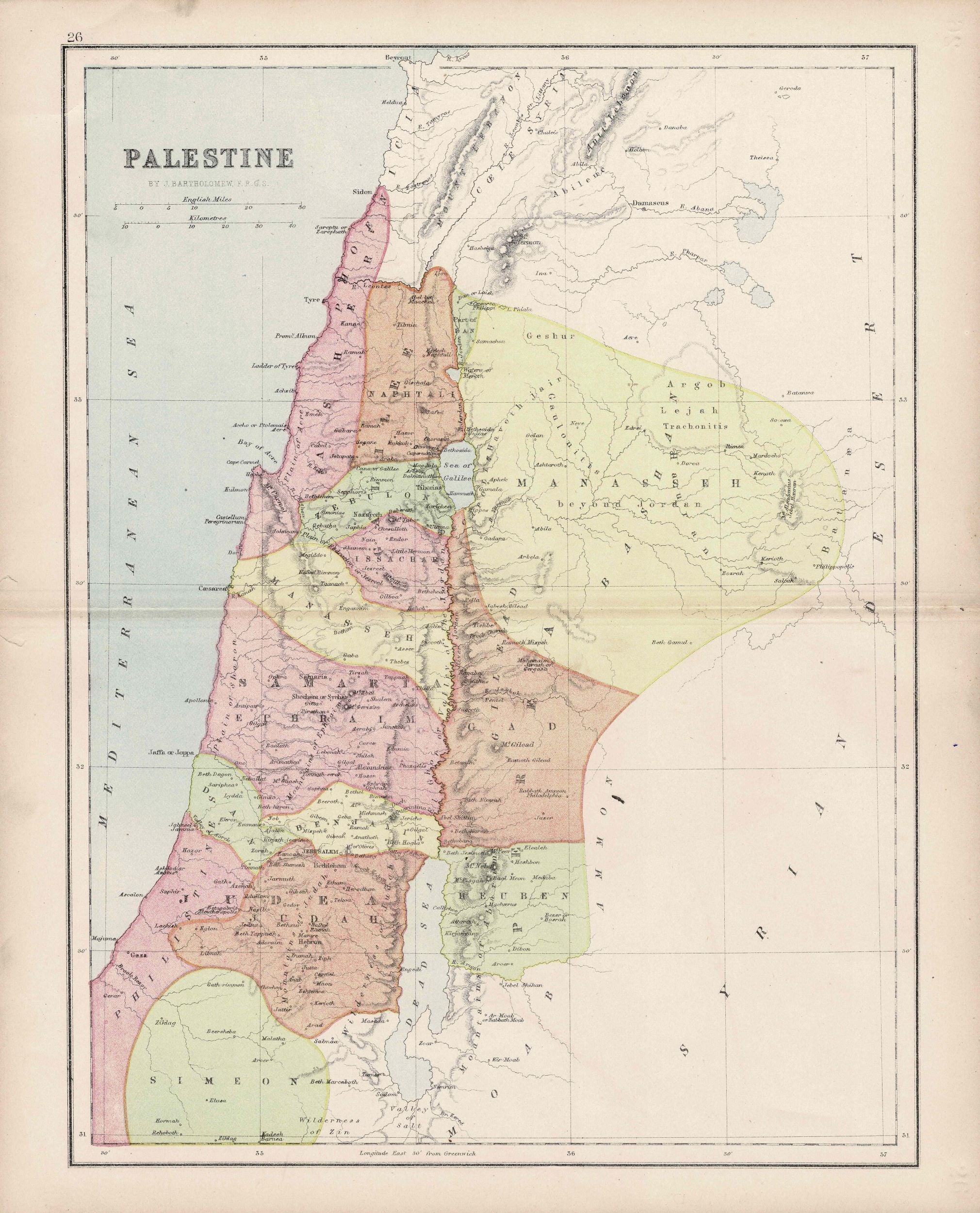 Palestine antique map published 1873 – Maps and Antique Prints