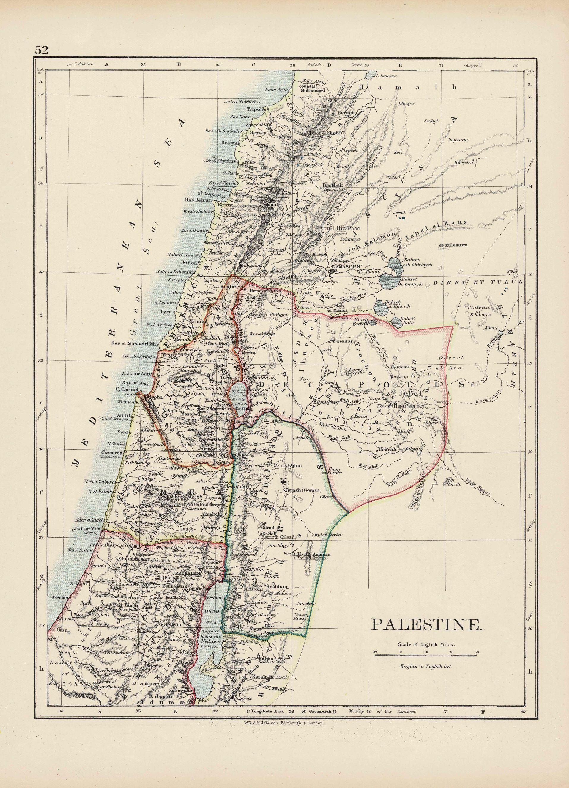 Palestine antique map published 1896 – Maps and Antique Prints