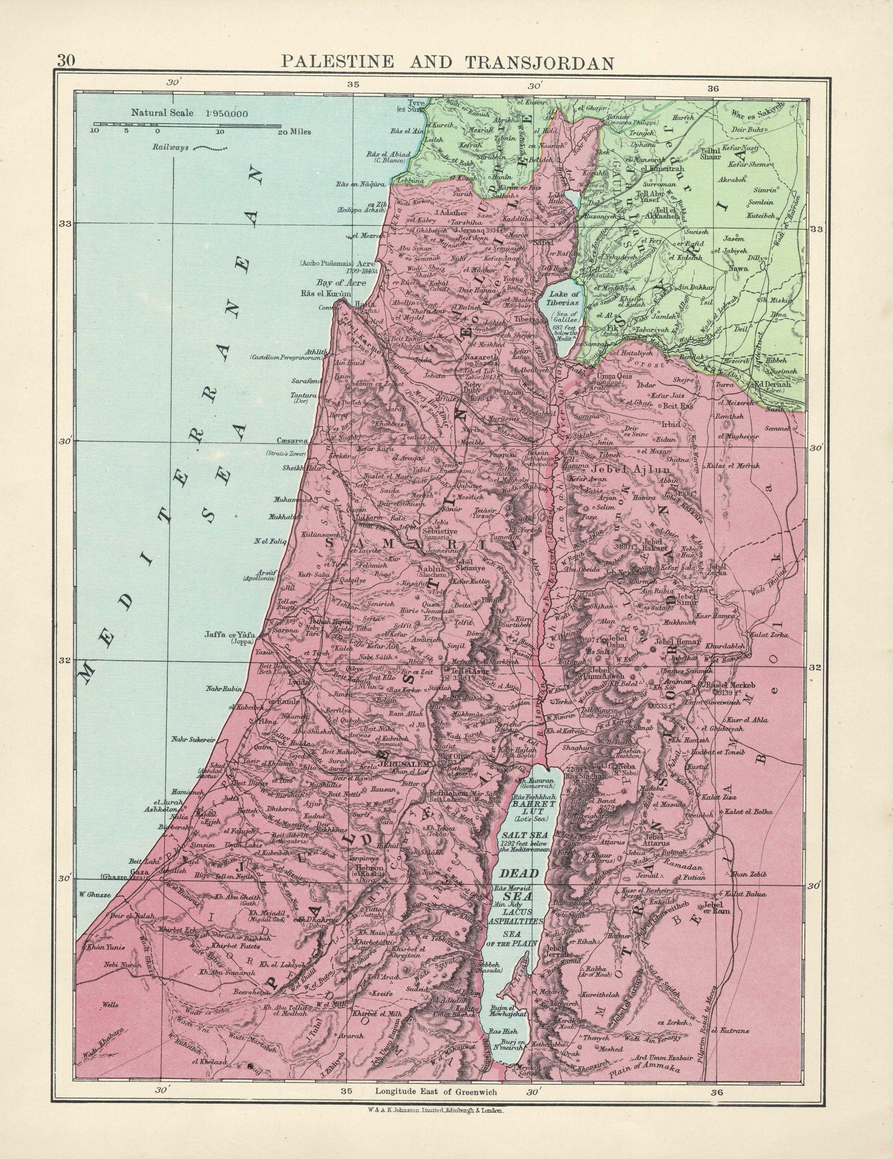 Palestine and Transjordan antique map 1937 – Maps and Antique Prints