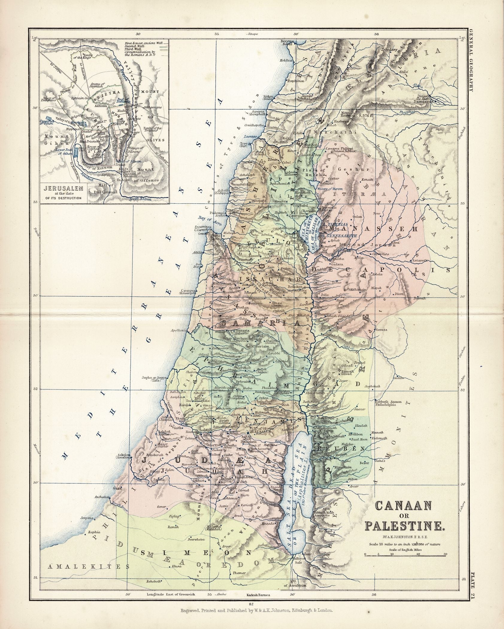 Palestine or Canaan antique map – Maps and Antique Prints