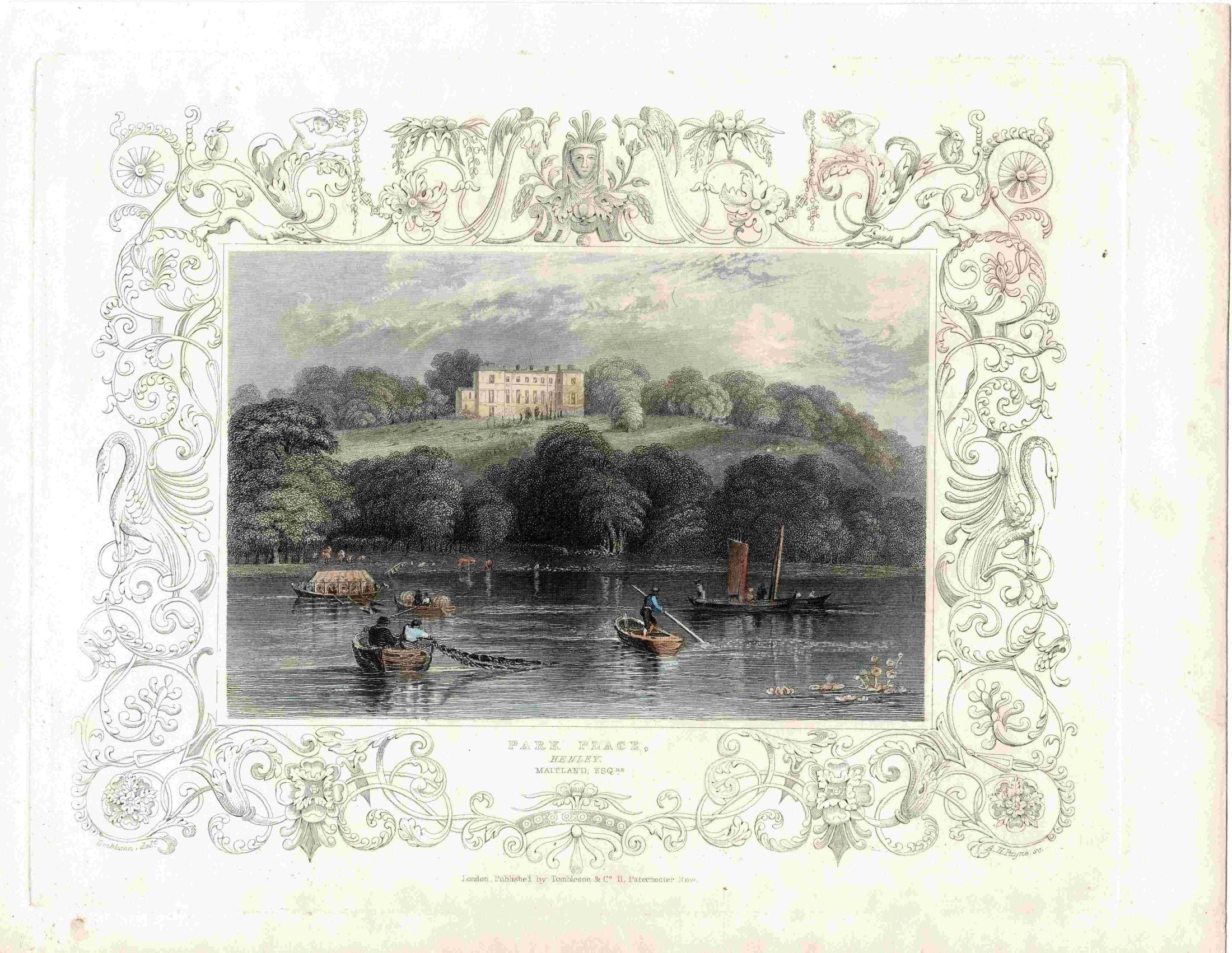 Park Place, Henley-on-Thames, Oxfordshire antique print 1840 – Maps and ...