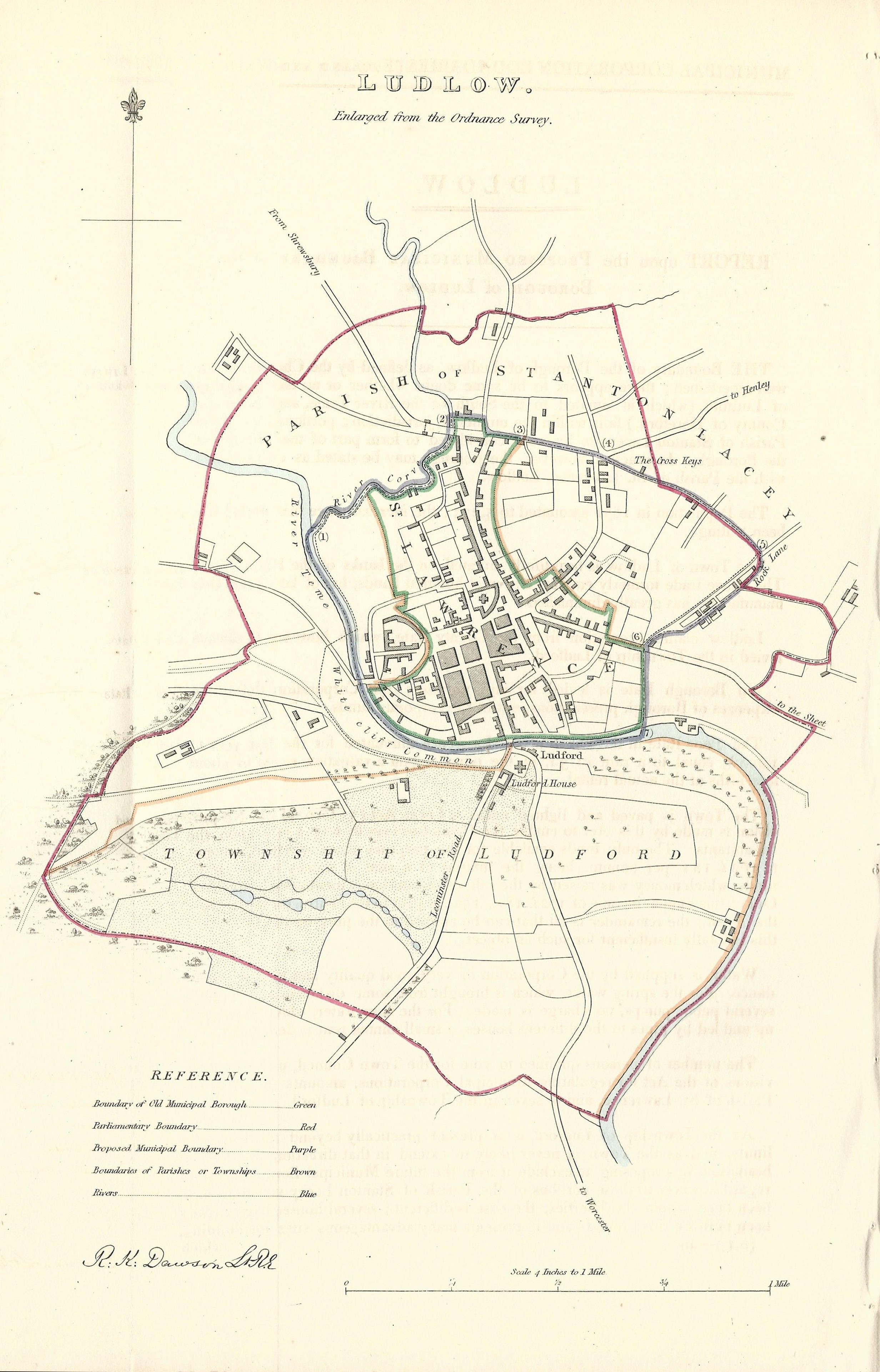 Ludlow Shropshire Ordnance Survey 1837 Boundary Commission Report anti ...