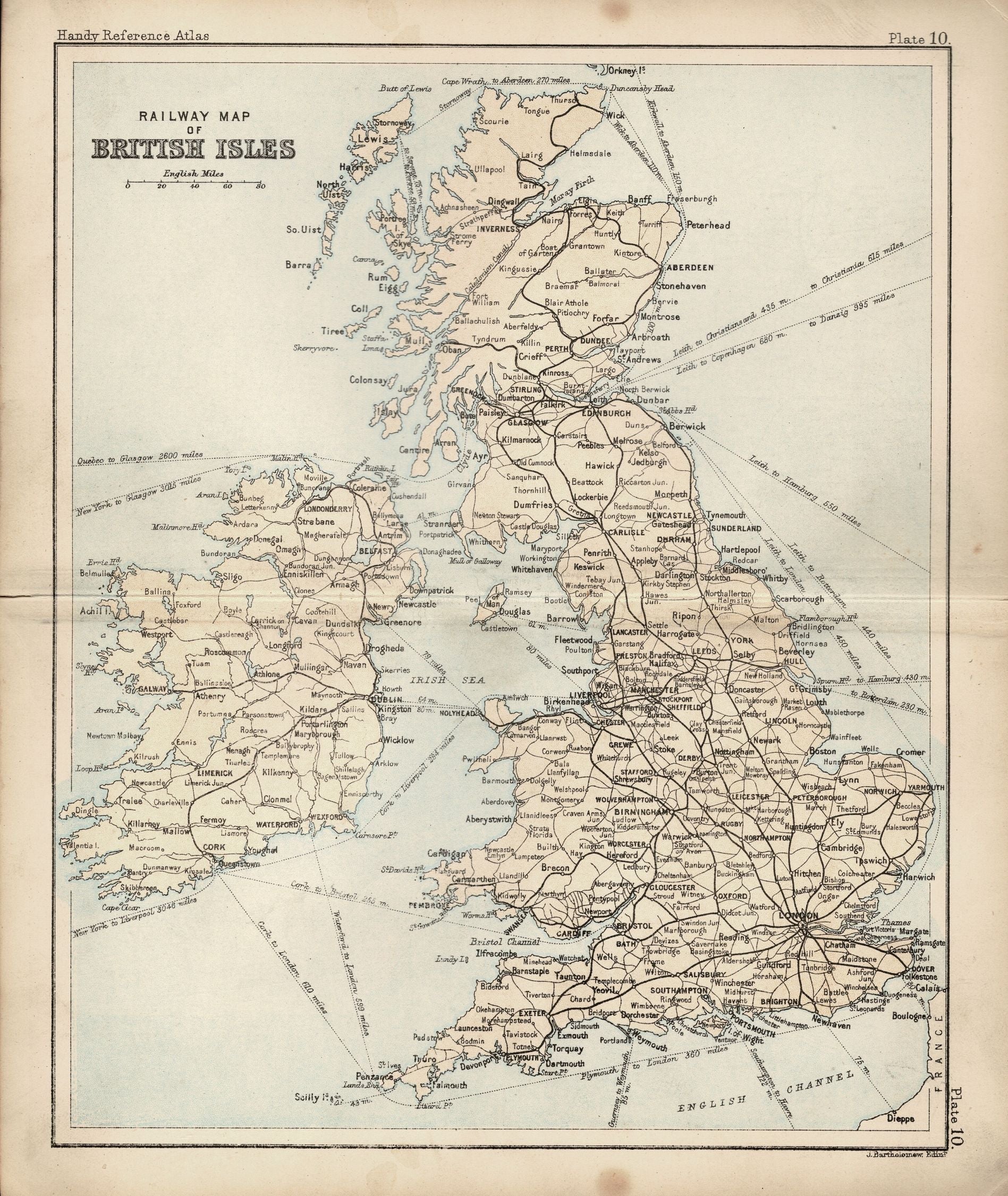 Railway Map of the British Isles antique map 1887 – Maps and Antique Prints