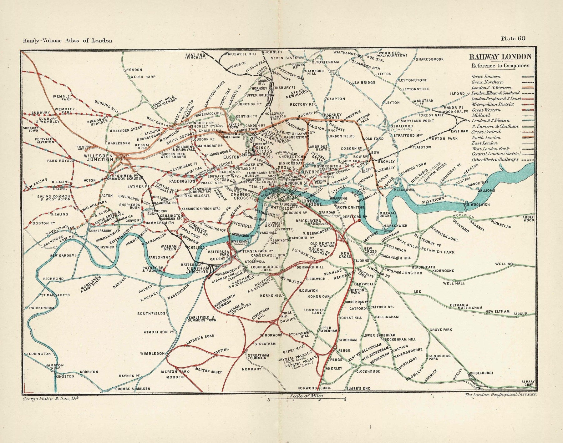 Londons Railways antique map 1907 – Maps and Antique Prints