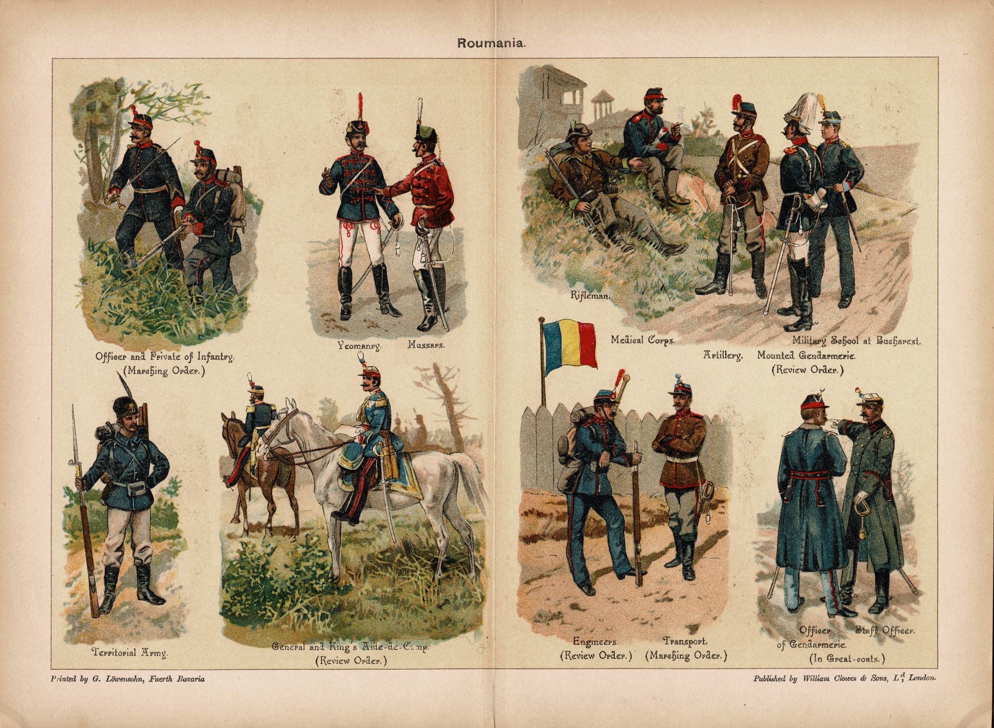 Roumania Army uniforms by Richard Knotel antique print 1890 – Maps and ...