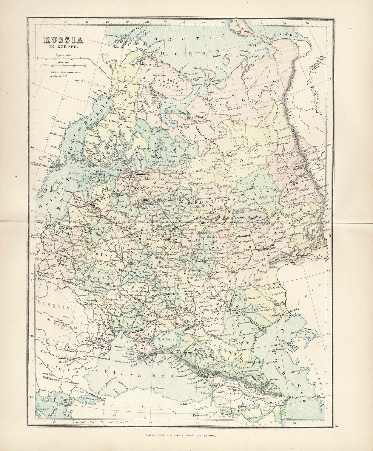 Russia in Europe, Antique Map, 1886 – Maps and Antique Prints