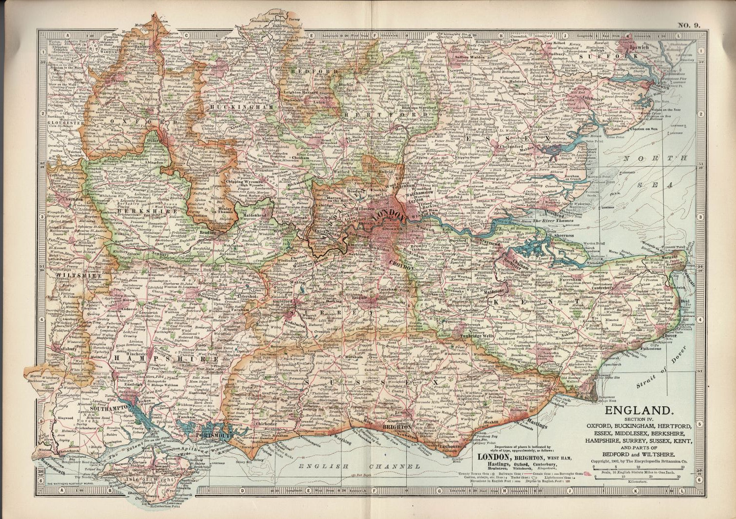 England South East antique map Encyclopedia Britannica 1903 – Maps and ...