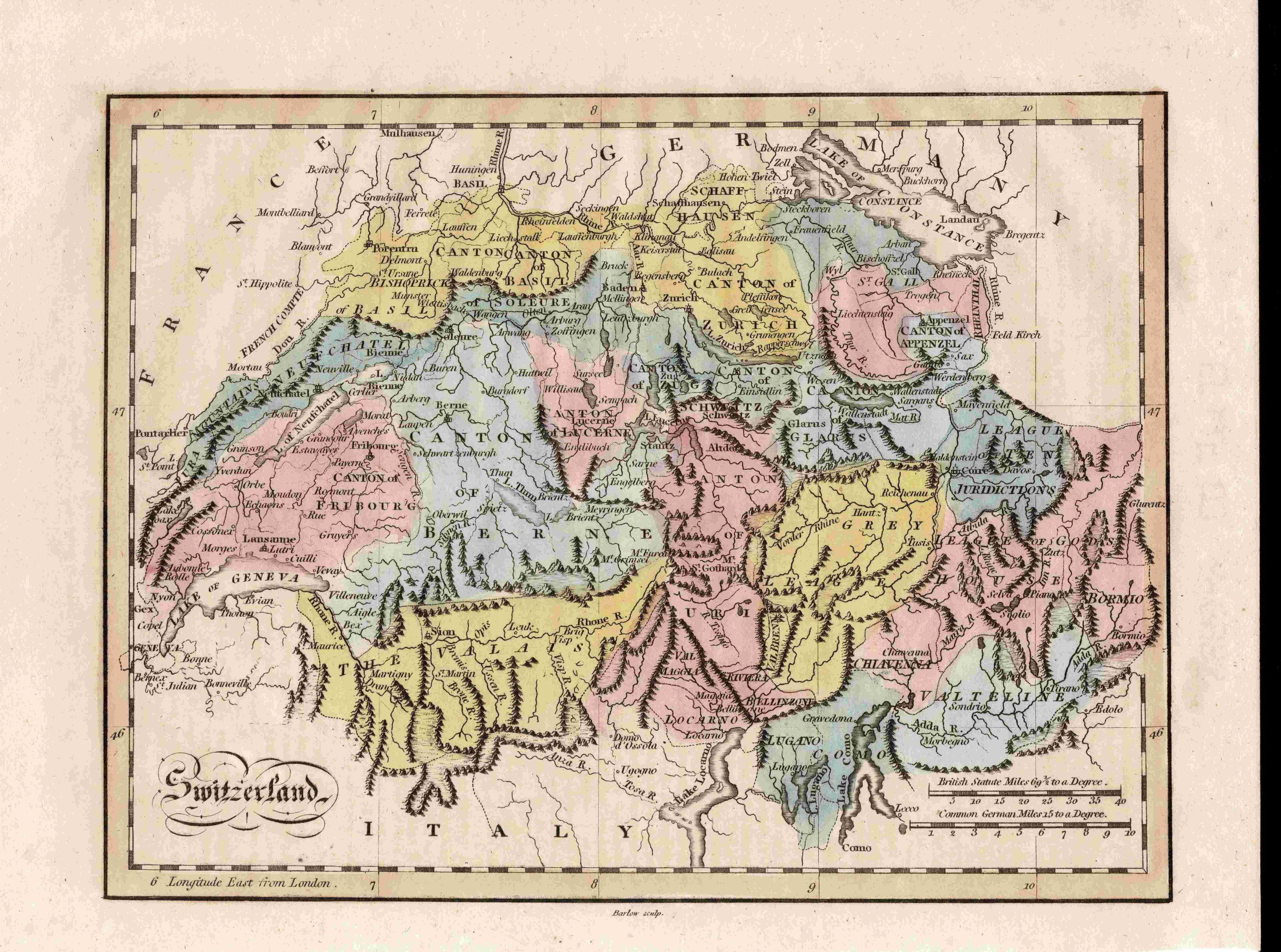 Switzerland antique map published 1815 – Maps and Antique Prints