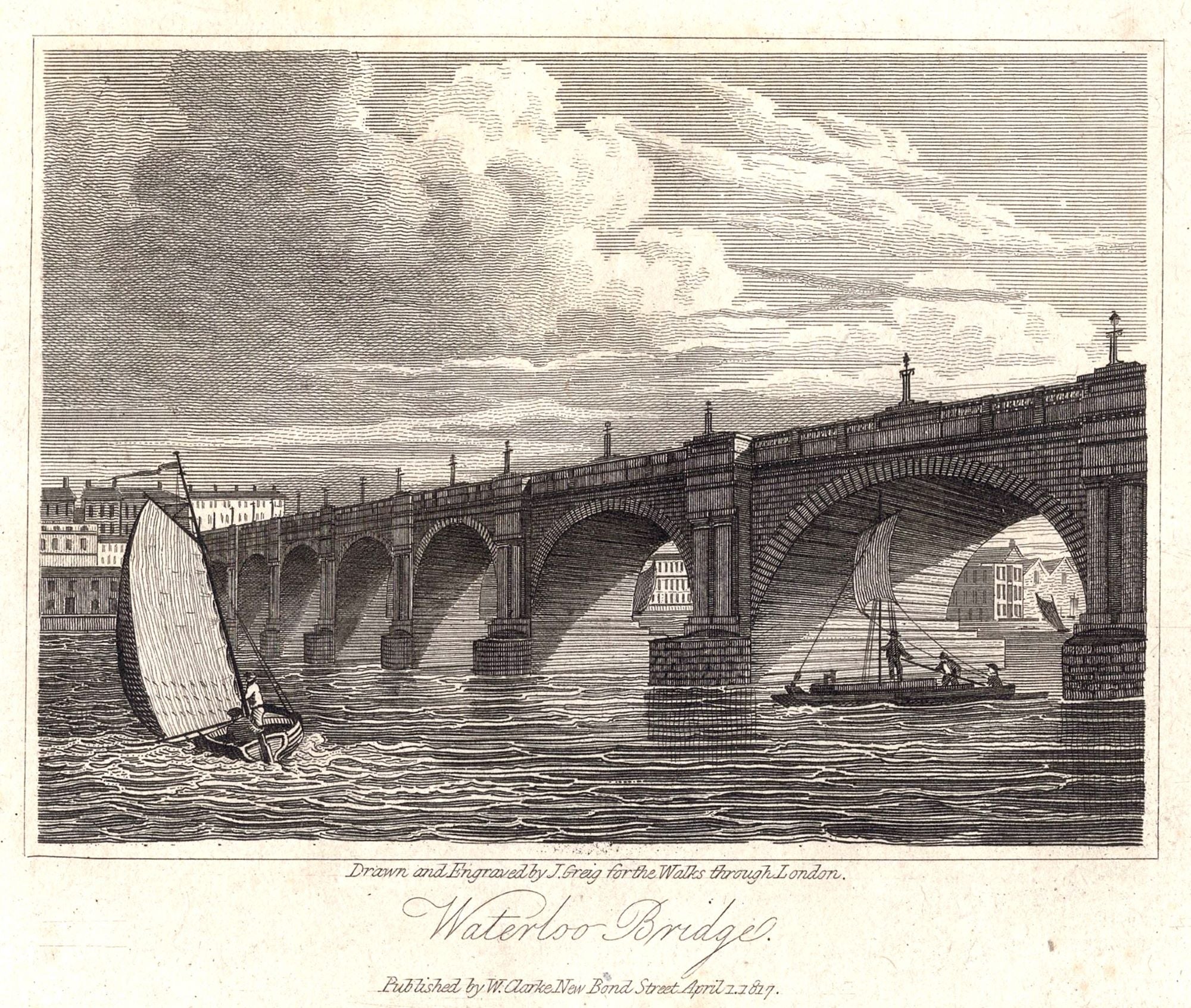Waterloo Bridge antique print 1817 – Maps and Antique Prints