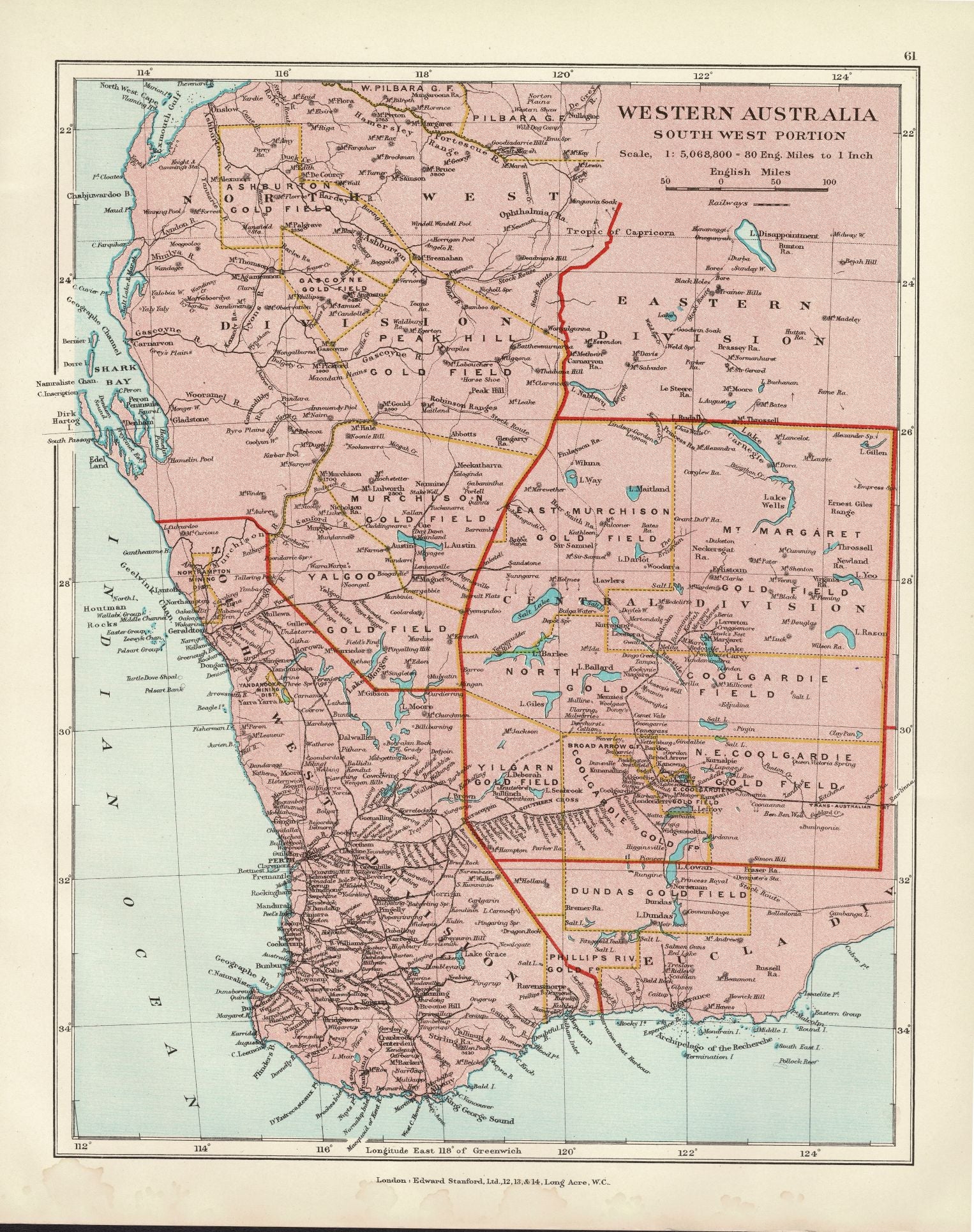 Australia Western Goldfields antique map 1926 – Maps and Antique Prints
