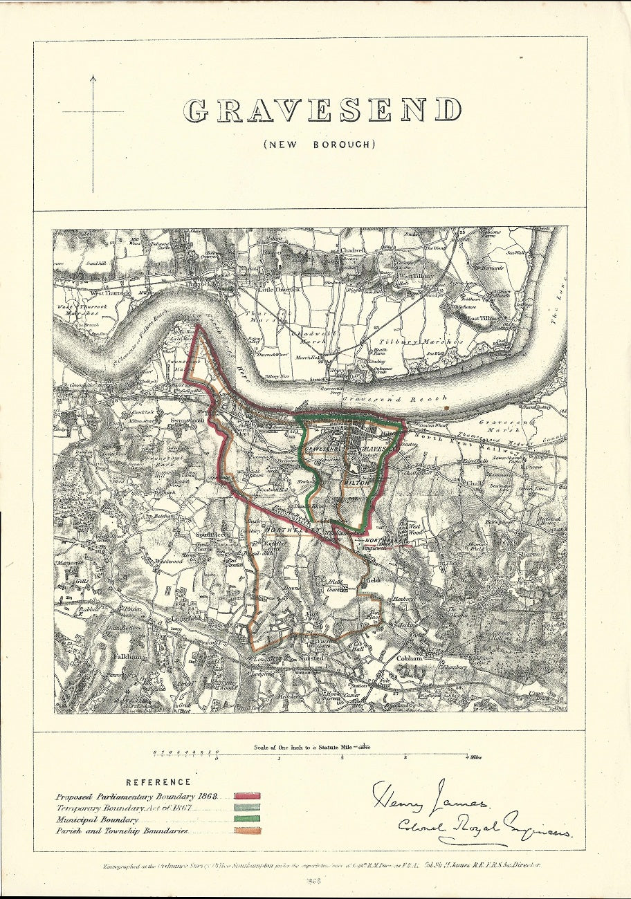 Gravesend Boundary Commission Report antique map 1868 – Maps and ...