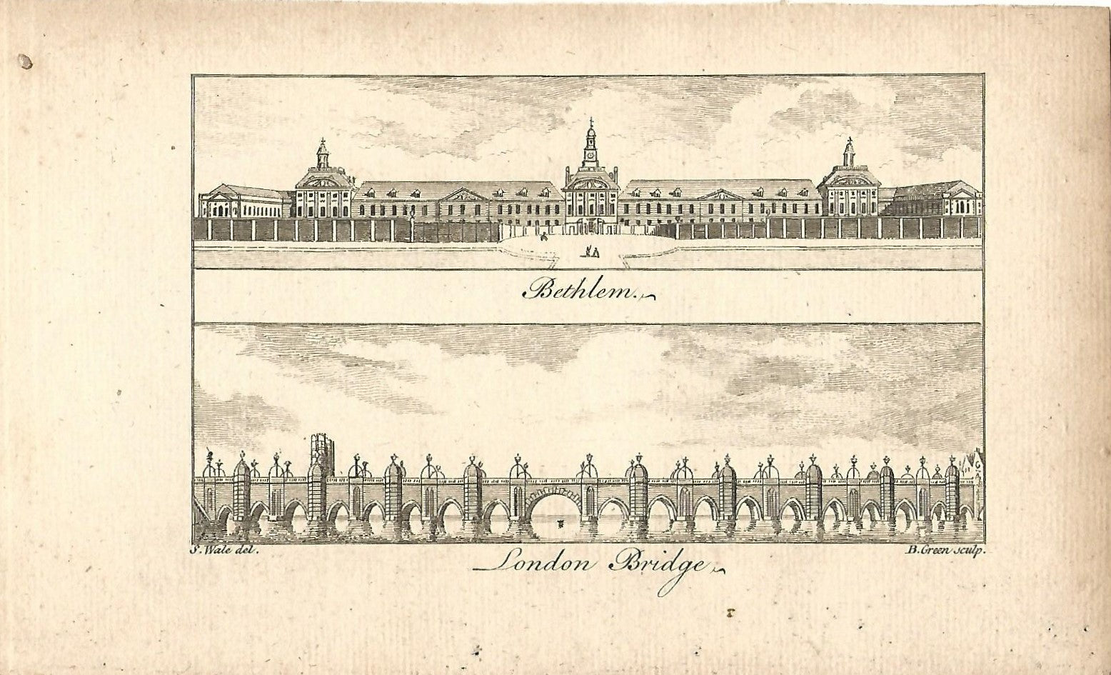 London Bridge and Bedlam antique print published 1776 – Maps and ...