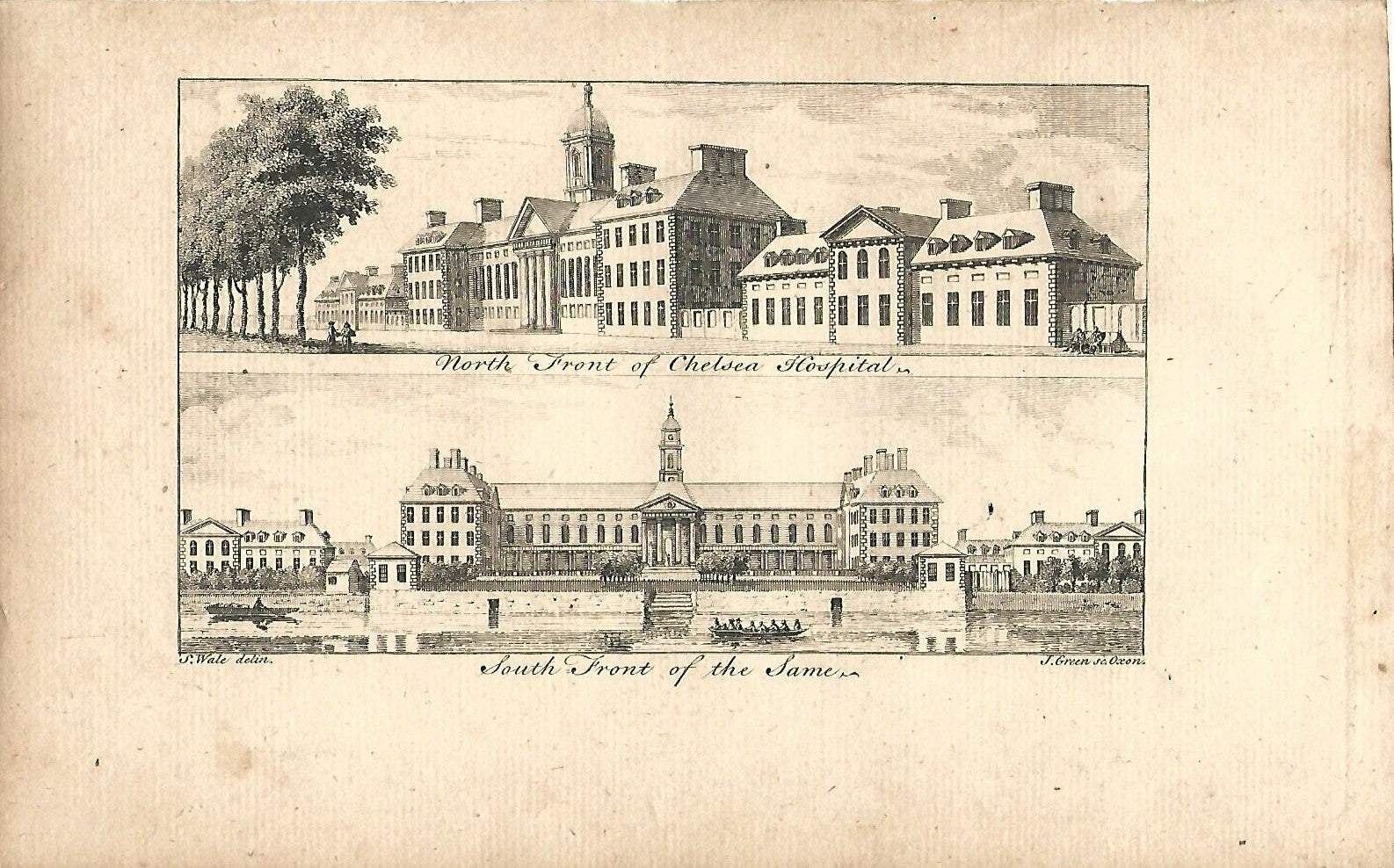 Chelsea Hospital antique print published 1776 – Maps and Antique Prints