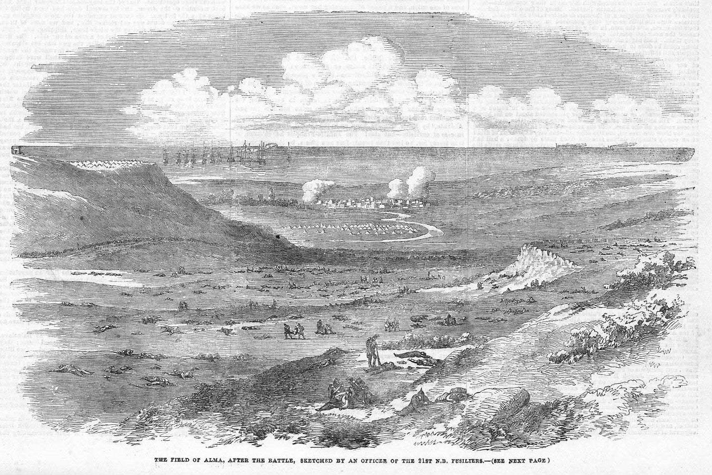 Alma Battle in the Crimea. The day after the battle antique print 1854 ...