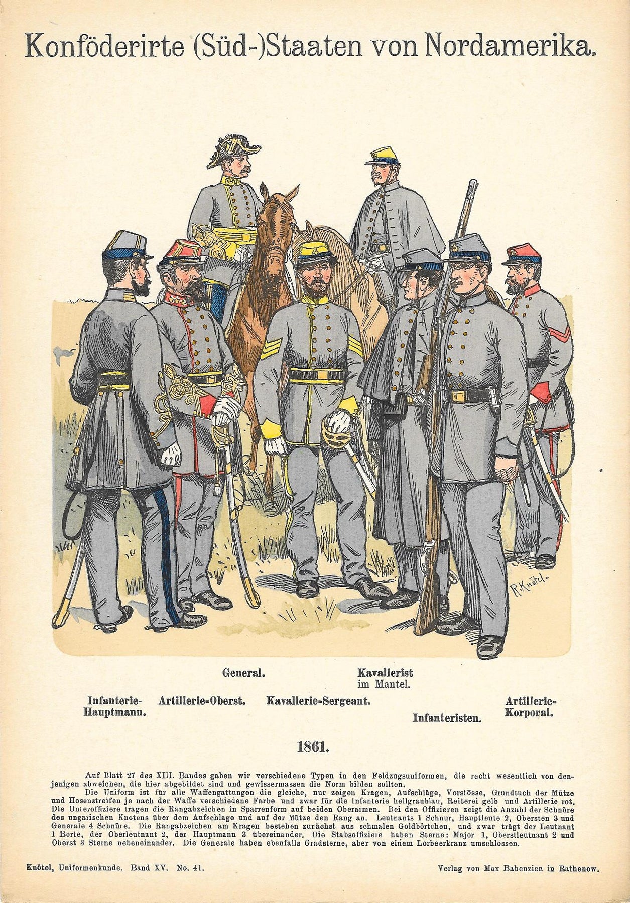 Confederate soldiers Richard Knotel antique print 1908 – Maps and ...