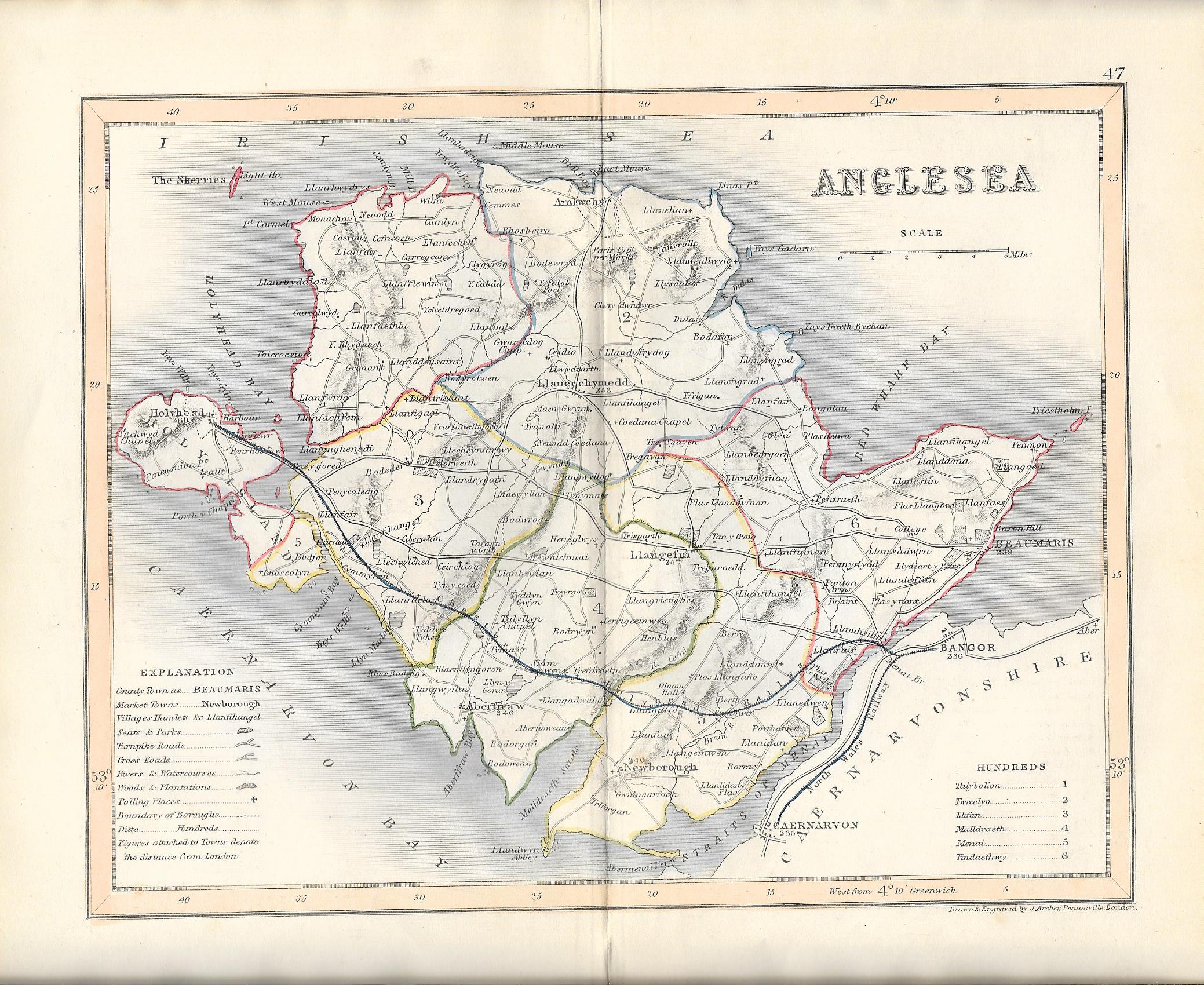 Anglesey Anglesea Wales Cymru antique map – Maps and Antique Prints
