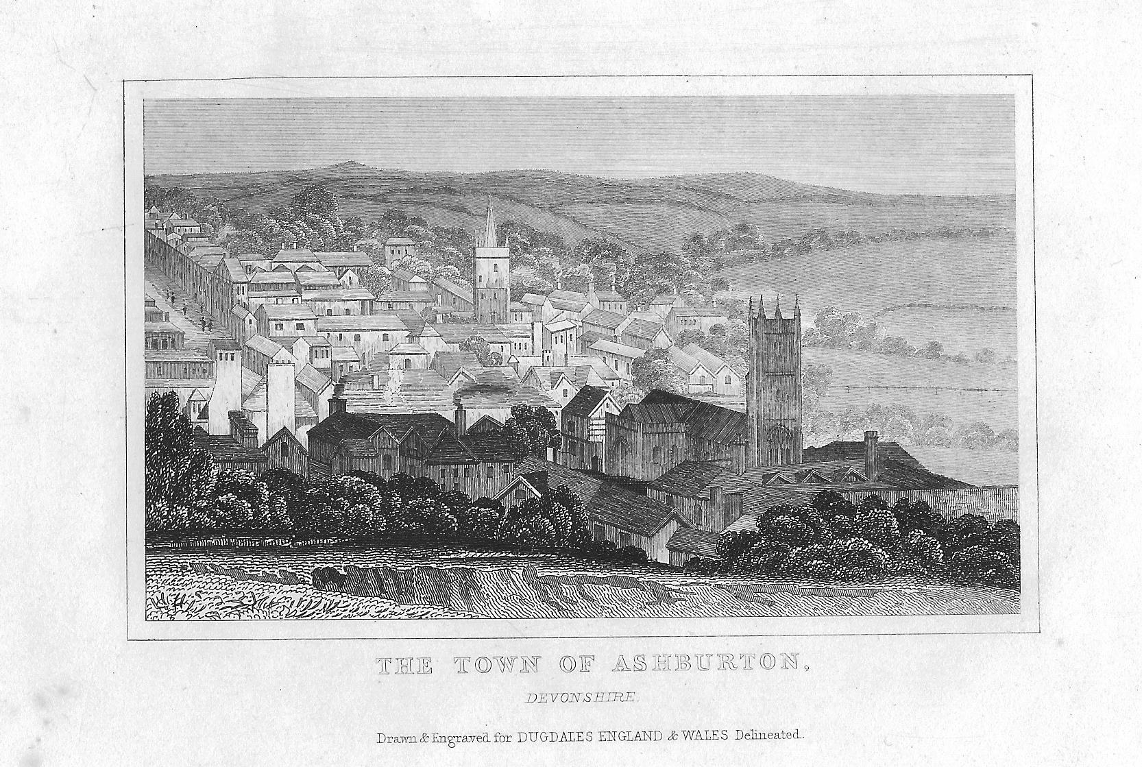 Ashburton Devonshire antique print published in 1845 – Maps and Antique ...