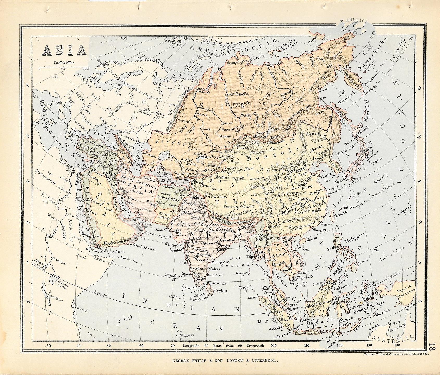 Asia guaranteed original antique map published c.1882 – Maps and ...