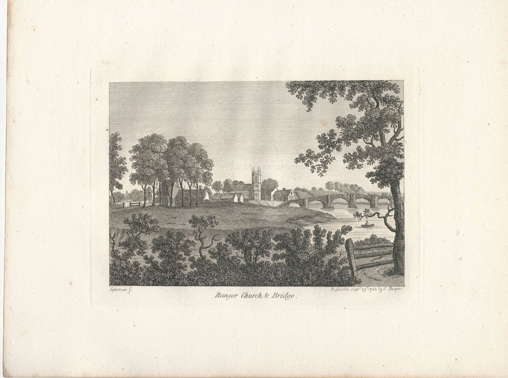 Bangor Church and Bangor Bridge antique print dated 1786 – Maps and ...