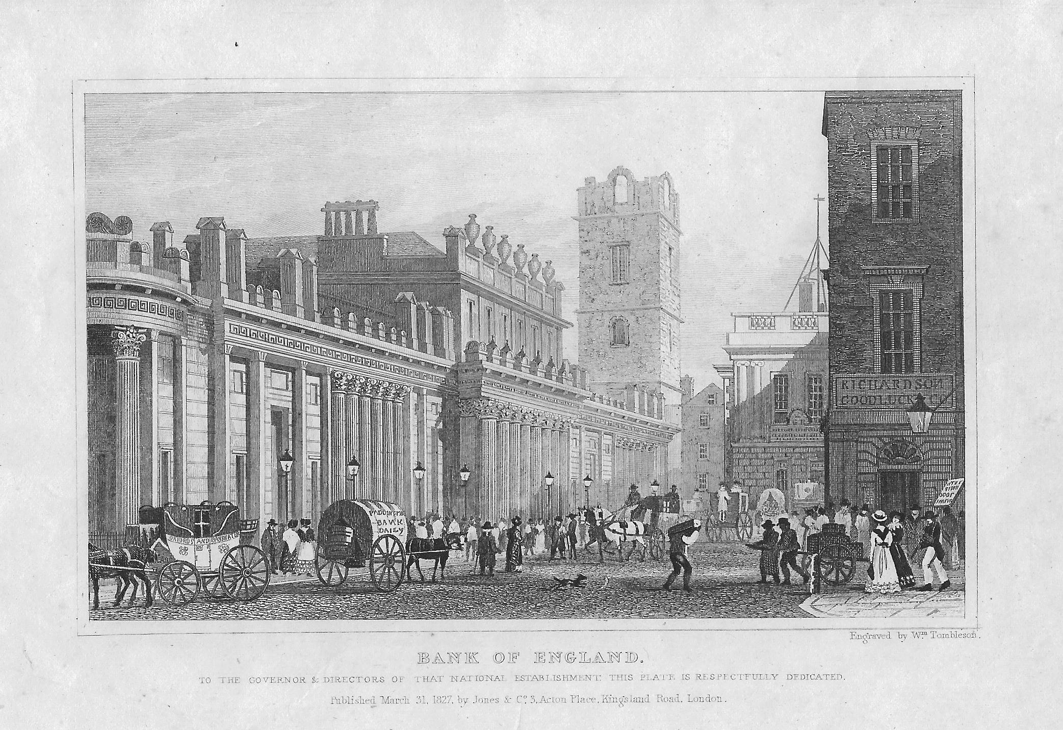 Bank of England London antique print published 1830 – Maps and Antique ...
