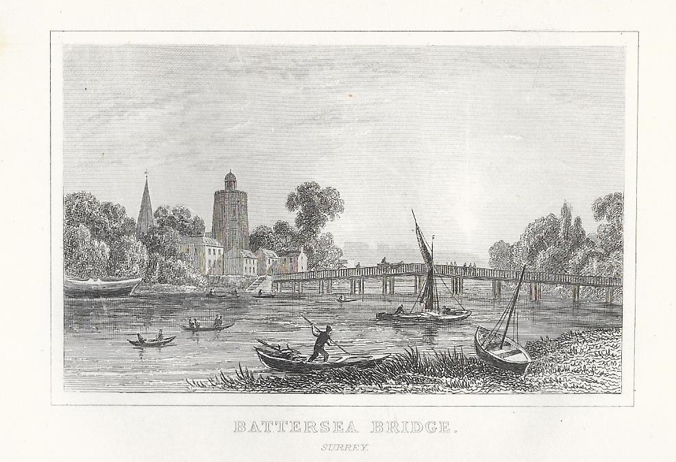 Battersea Bridge antique print 1845 – Maps and Antique Prints